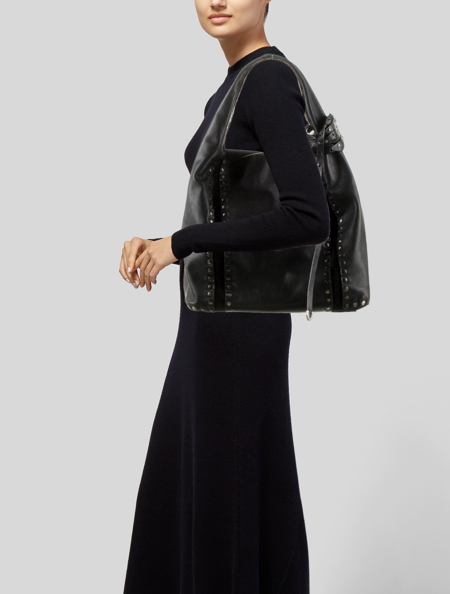 Jimmy Choo Leather Studded Hobo - Black Hobos, Handbags - JIM337799 ...