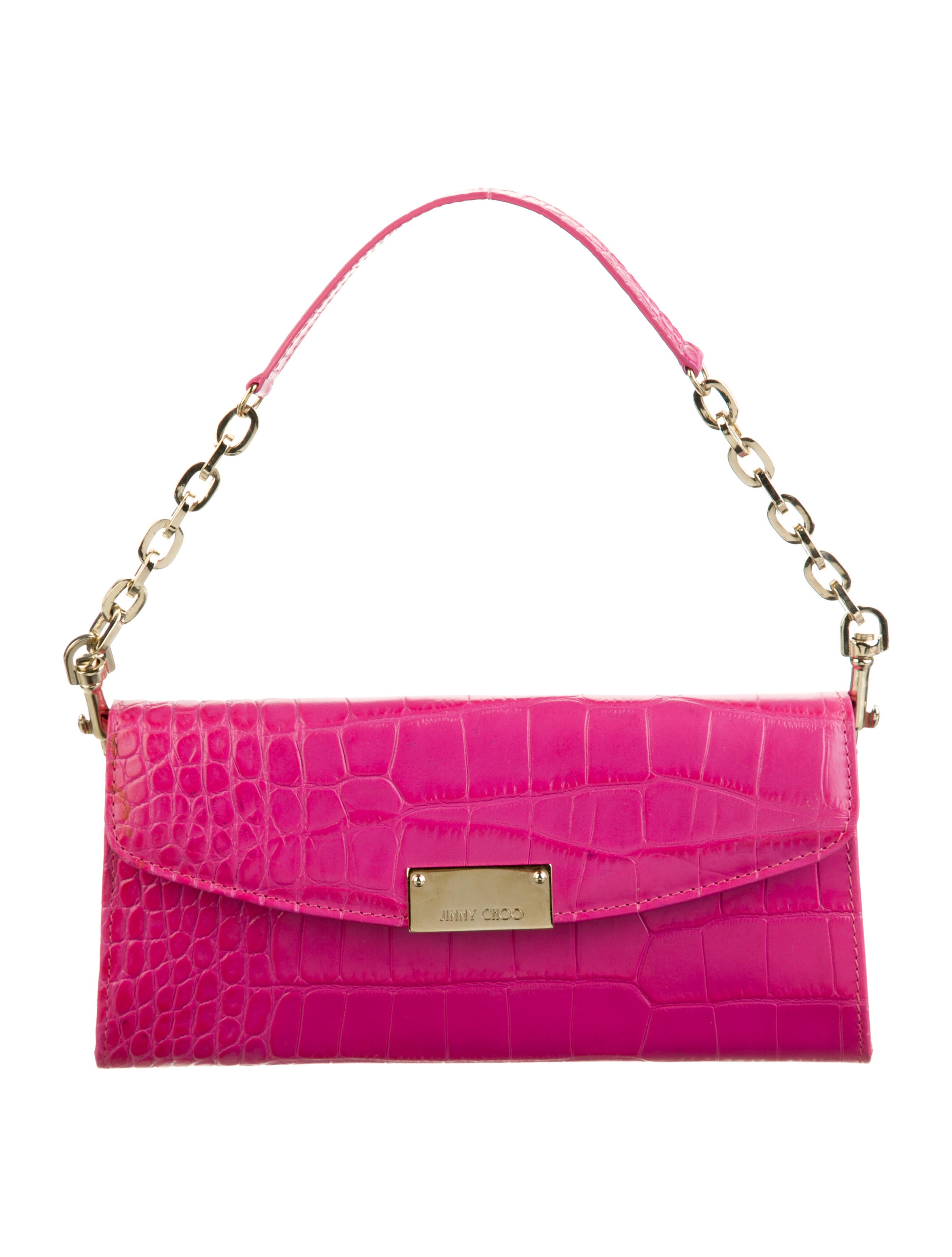 Jimmy Choo Embossed Riane Chain Clutch - Pink Clutches, Handbags ...