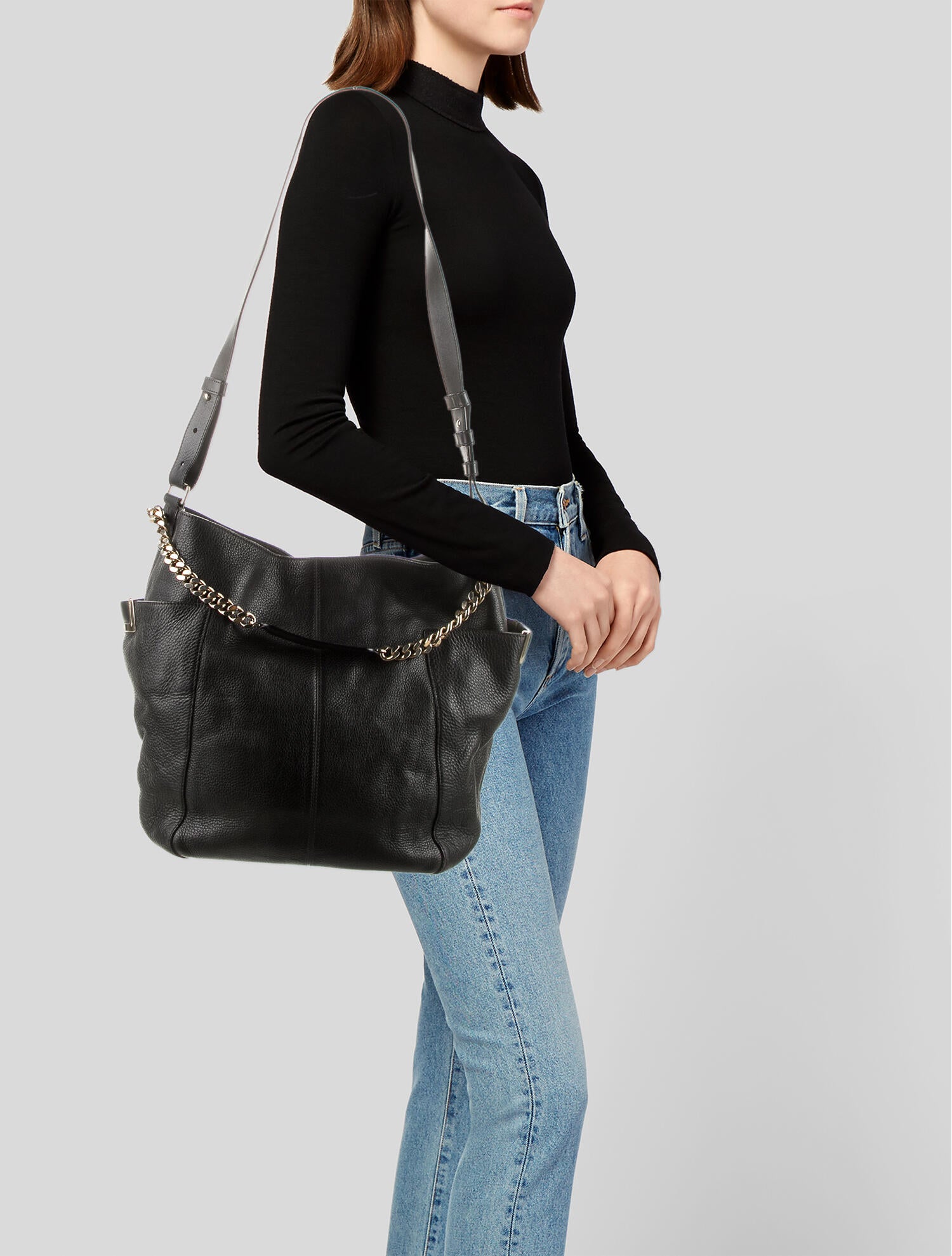 Jimmy Choo Ana Leather Hobo Bag - Black Hobos, Handbags - JIM343130 ...