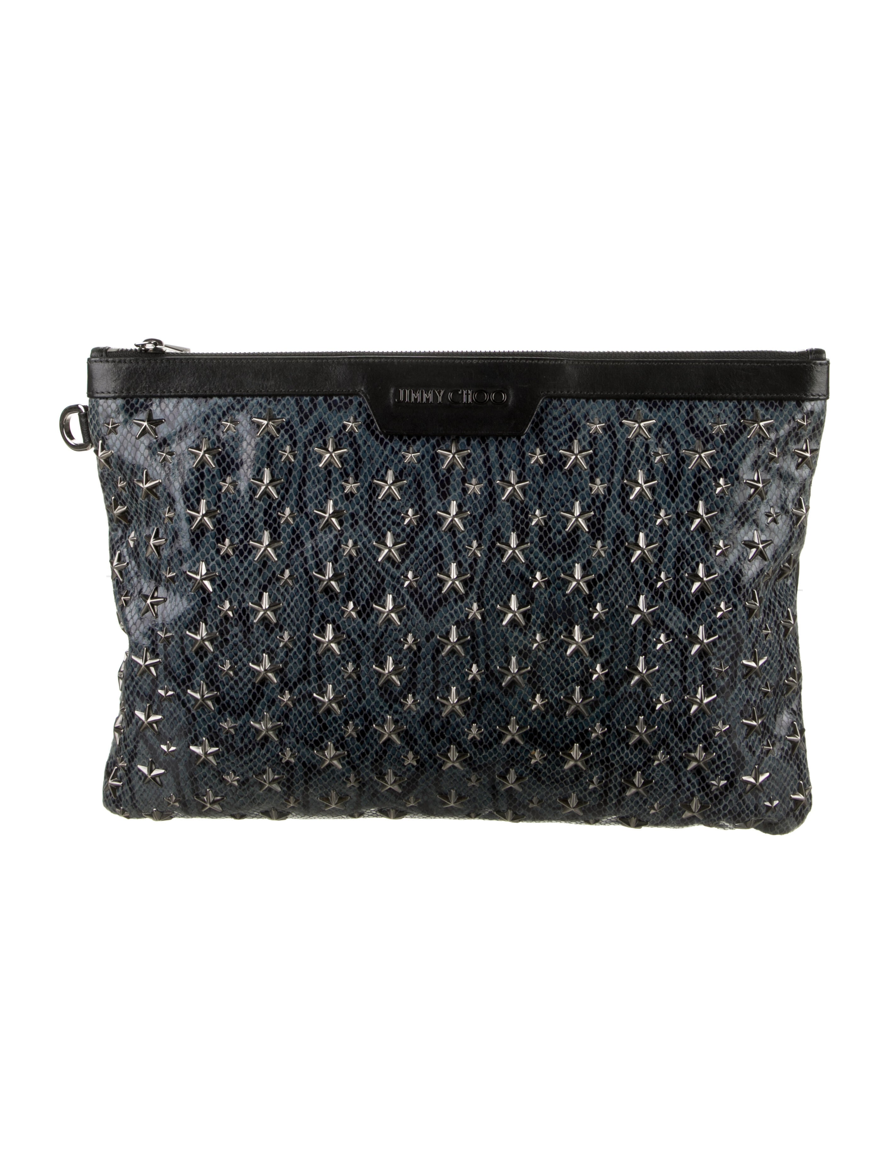Jimmy Choo Embossed Leather Clutch - Blue Clutches, Handbags ...