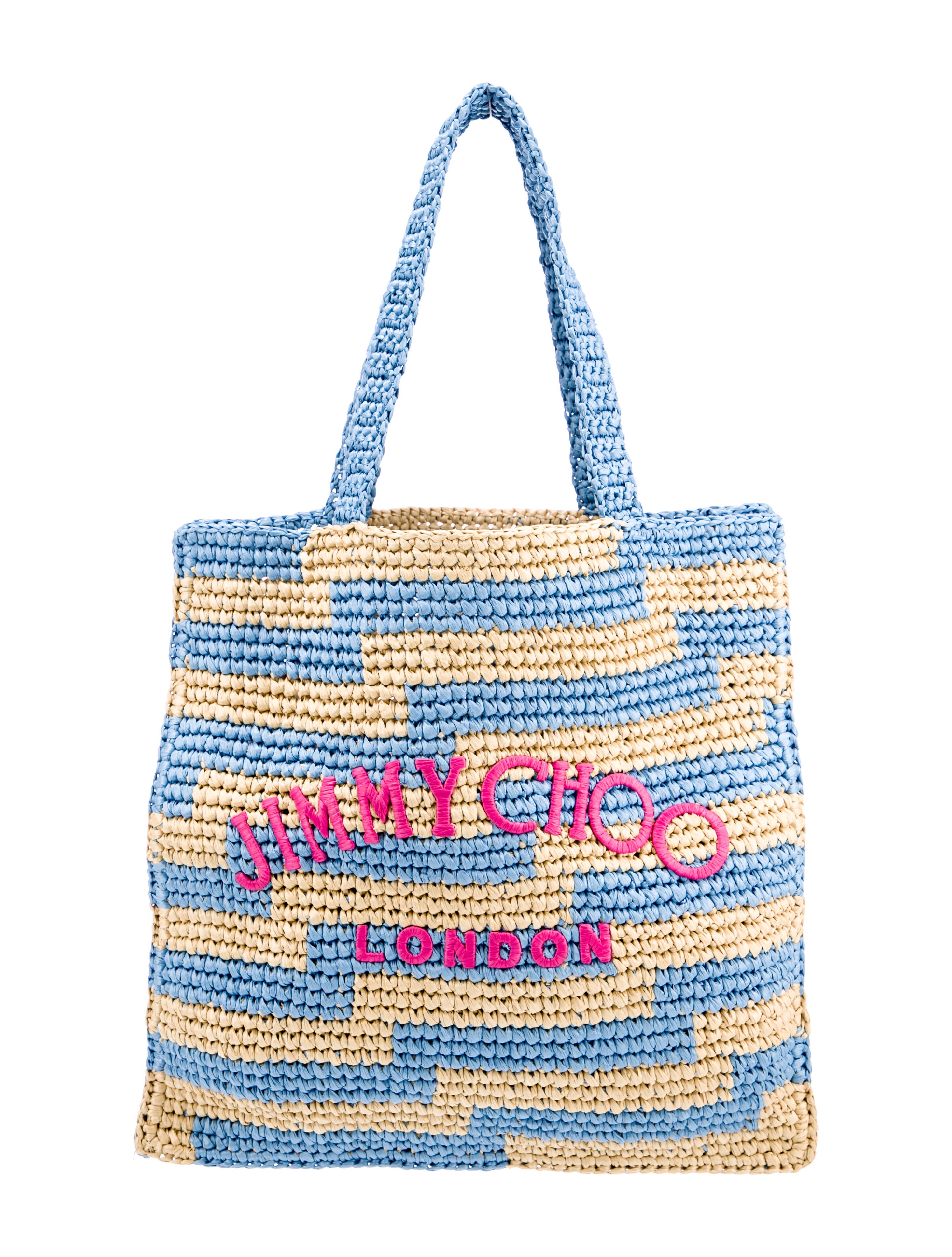 Jimmy Choo Raffia Beach Tote - Blue Totes, Handbags - JIM360167 | The ...