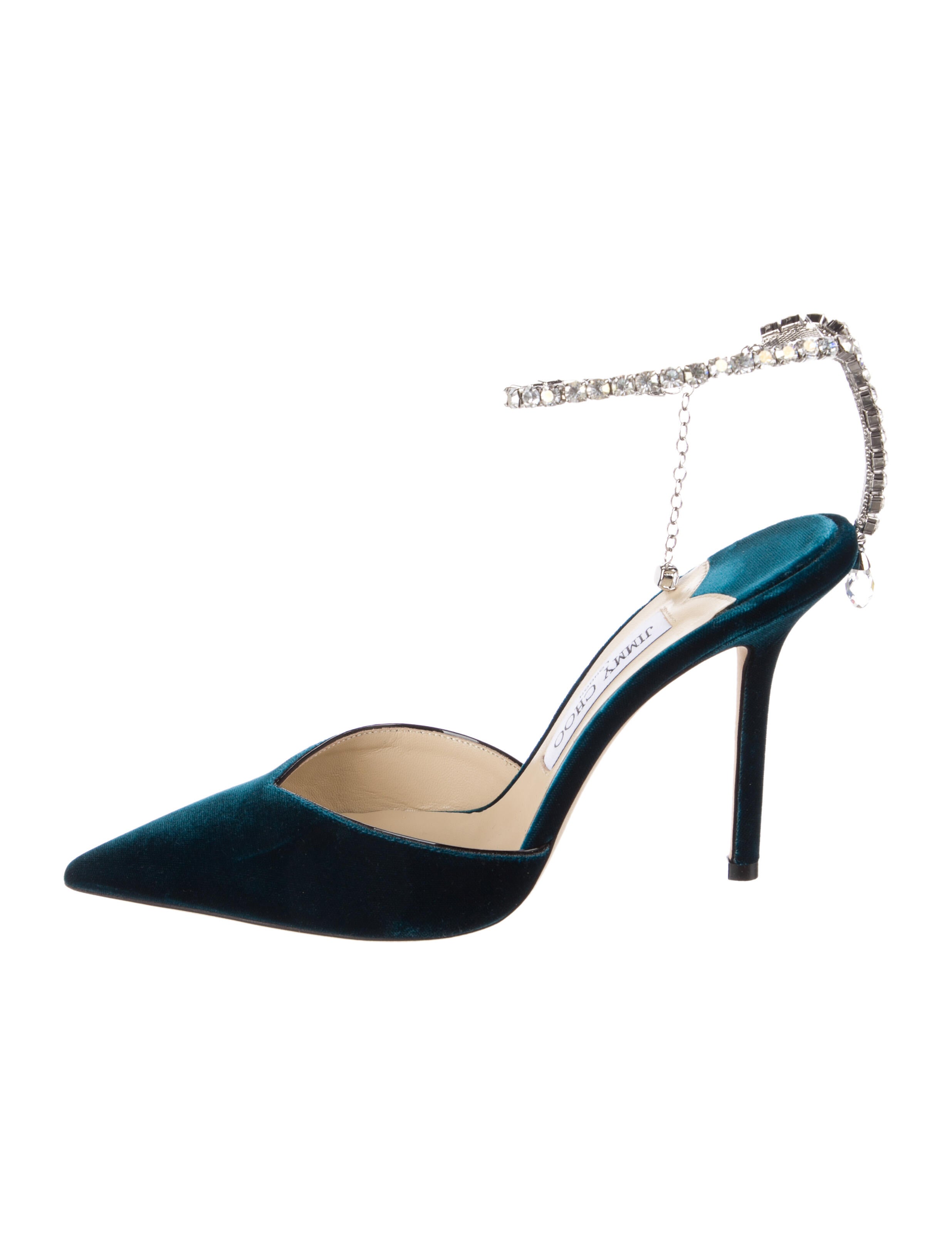 Jimmy Choo Velvet Crystal Embellishments D'Orsay Pumps - Blue Pumps ...