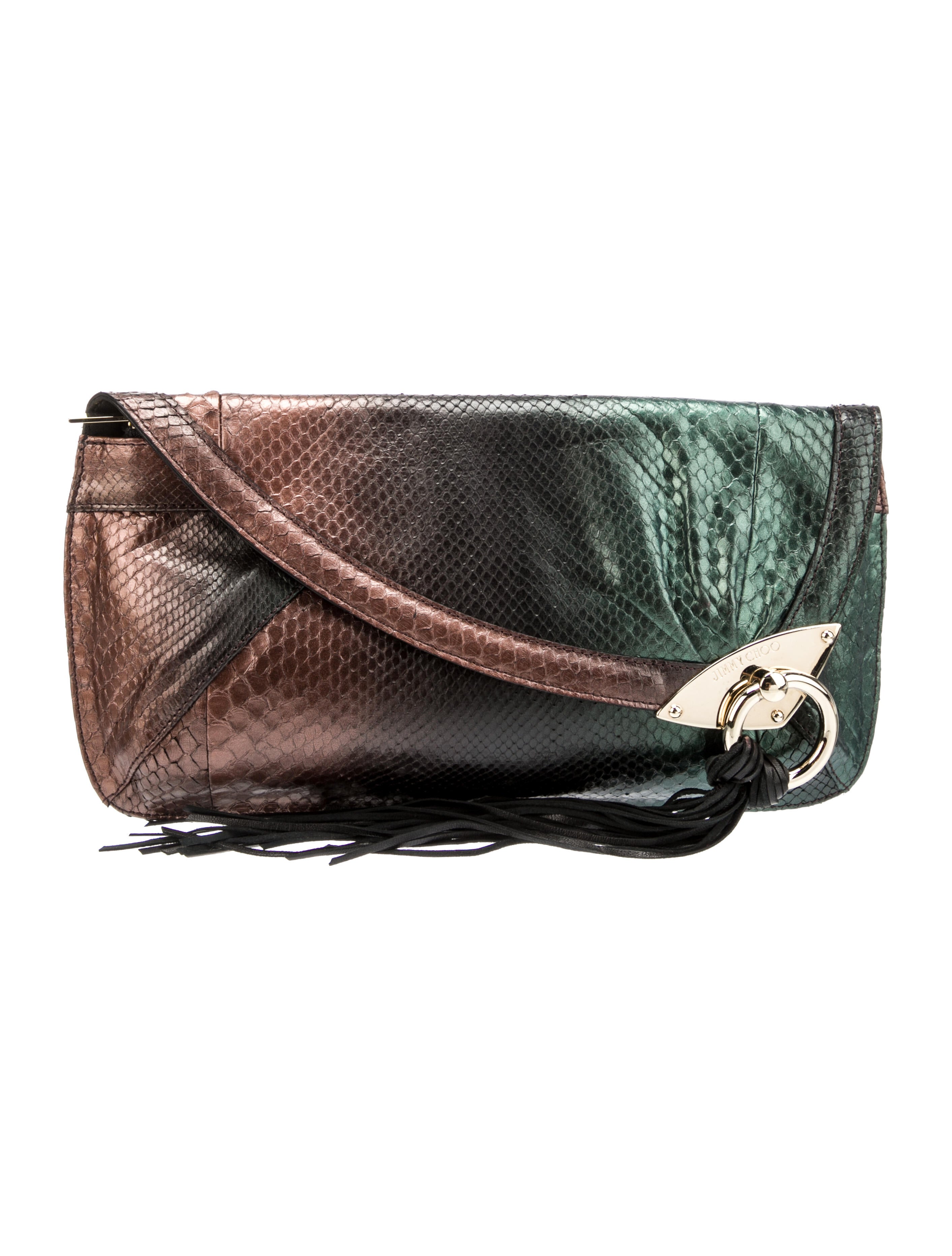 Jimmy Choo Snakeskin Clutch - Black Clutches, Handbags - JIM363034 ...