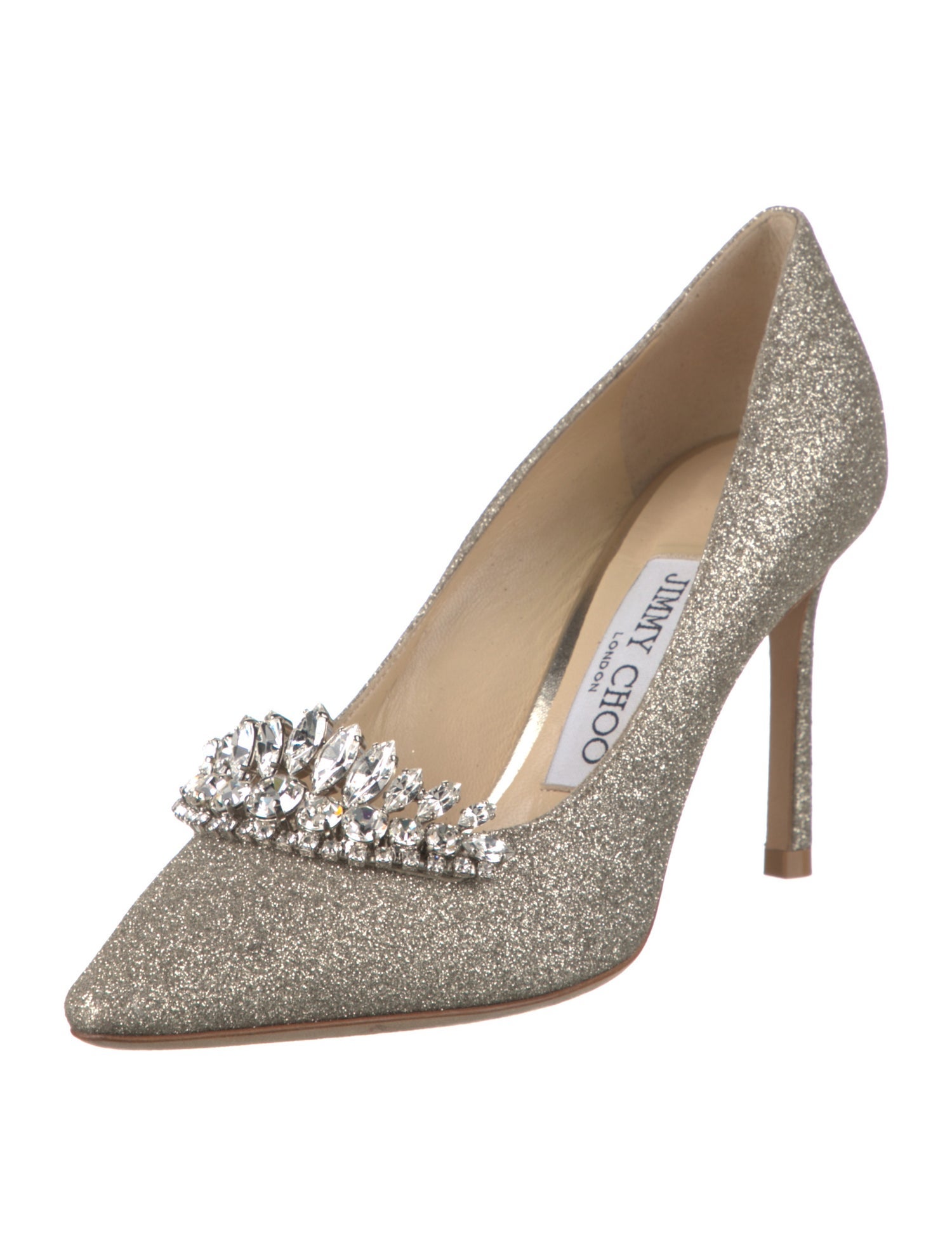 Jimmy Choo Crystal Embellishments Pumps - Gold Pumps, Shoes - JIM366053 ...