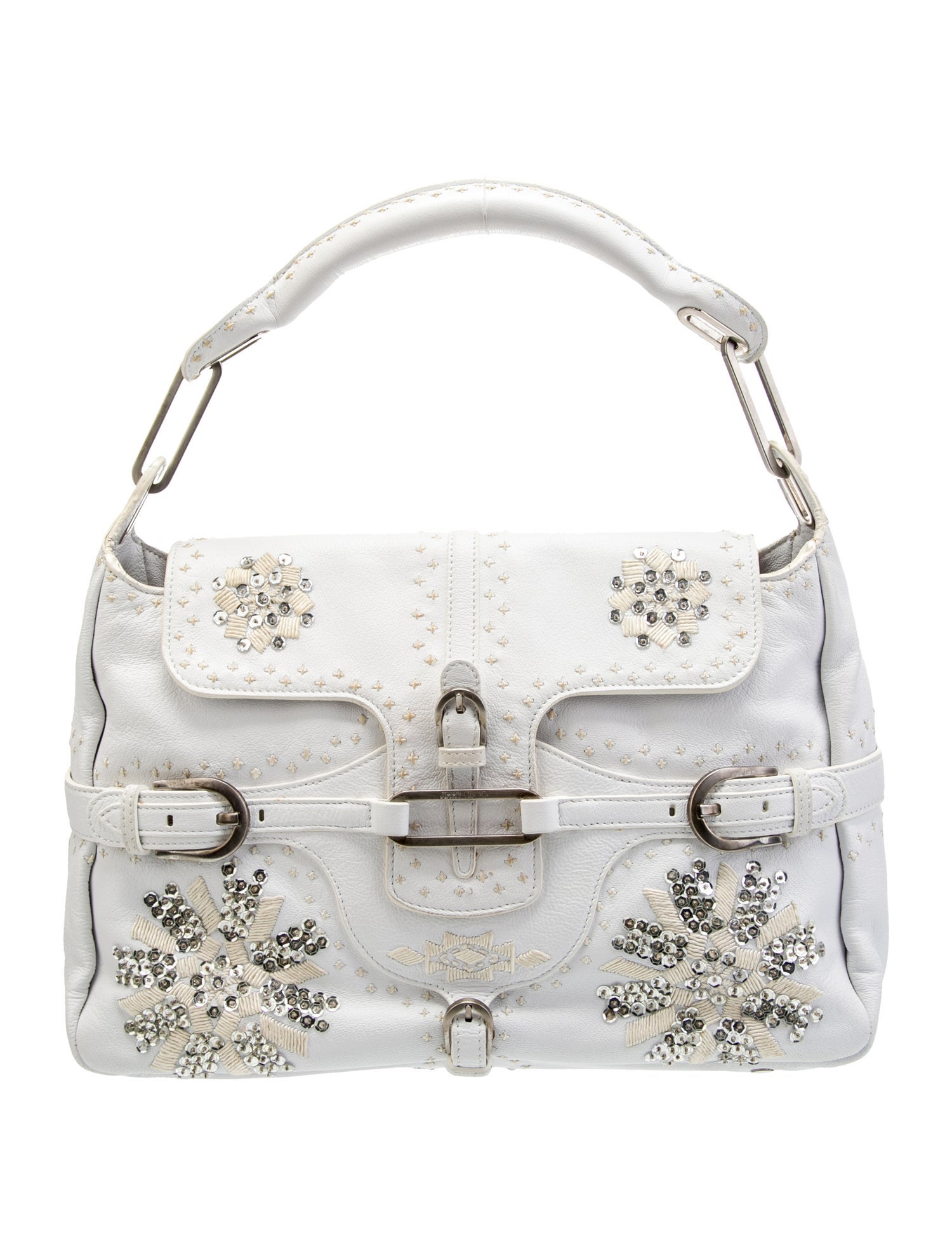 Jimmy Choo Sequin Embellished Handle Bag - White Handle Bags, Handbags ...