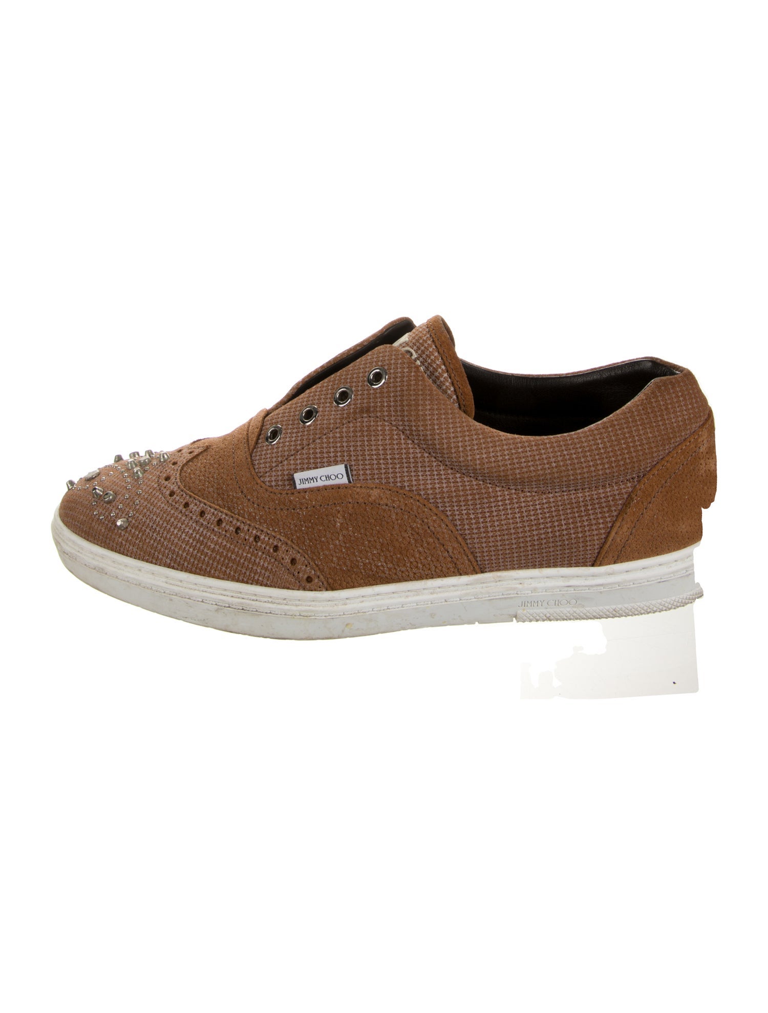 Jimmy Choo Suede Studded Accents Sneakers - Brown Sneakers, Shoes ...
