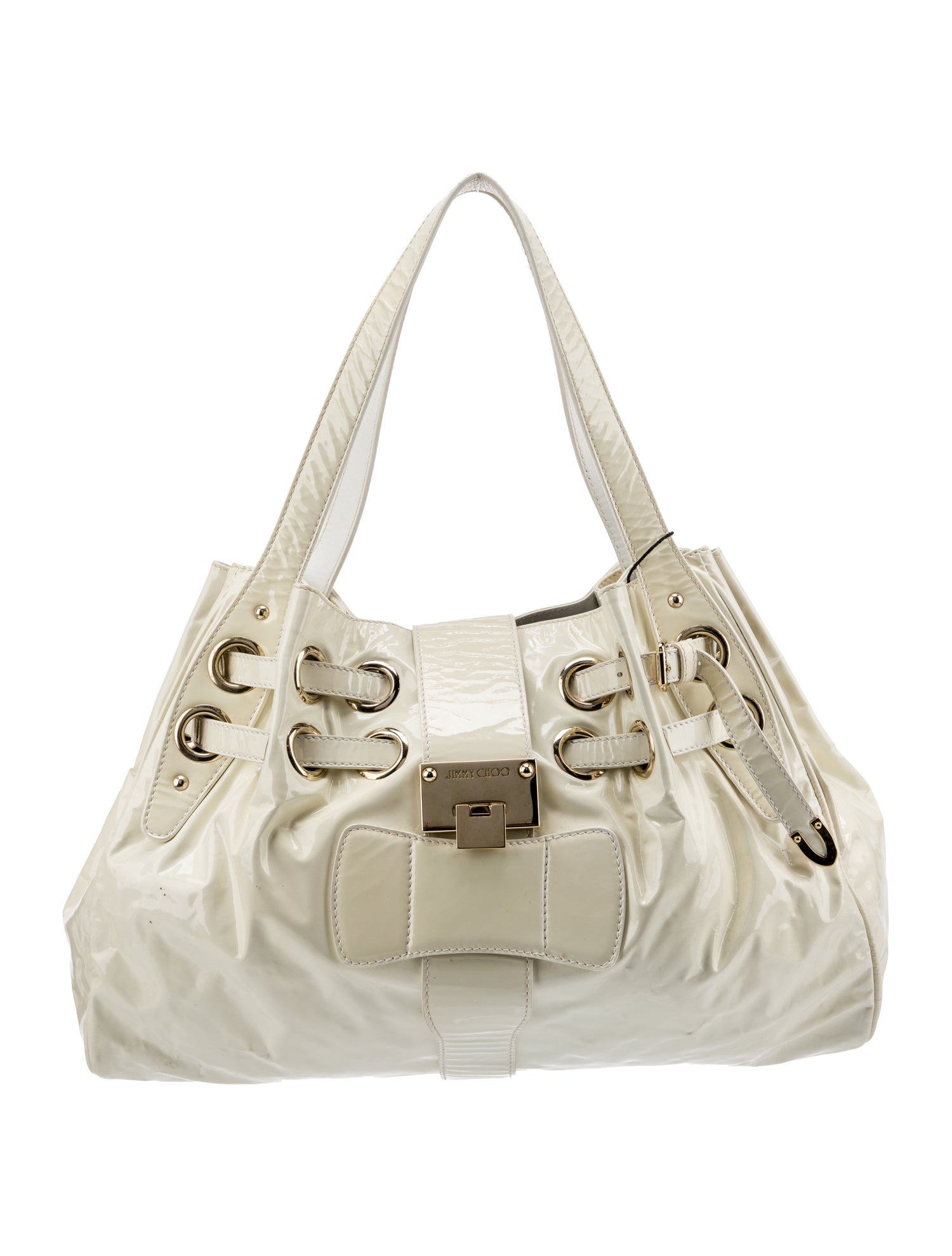 Jimmy Choo Patent Leather Ramona Shoulder Bag - Neutrals Shoulder Bags ...