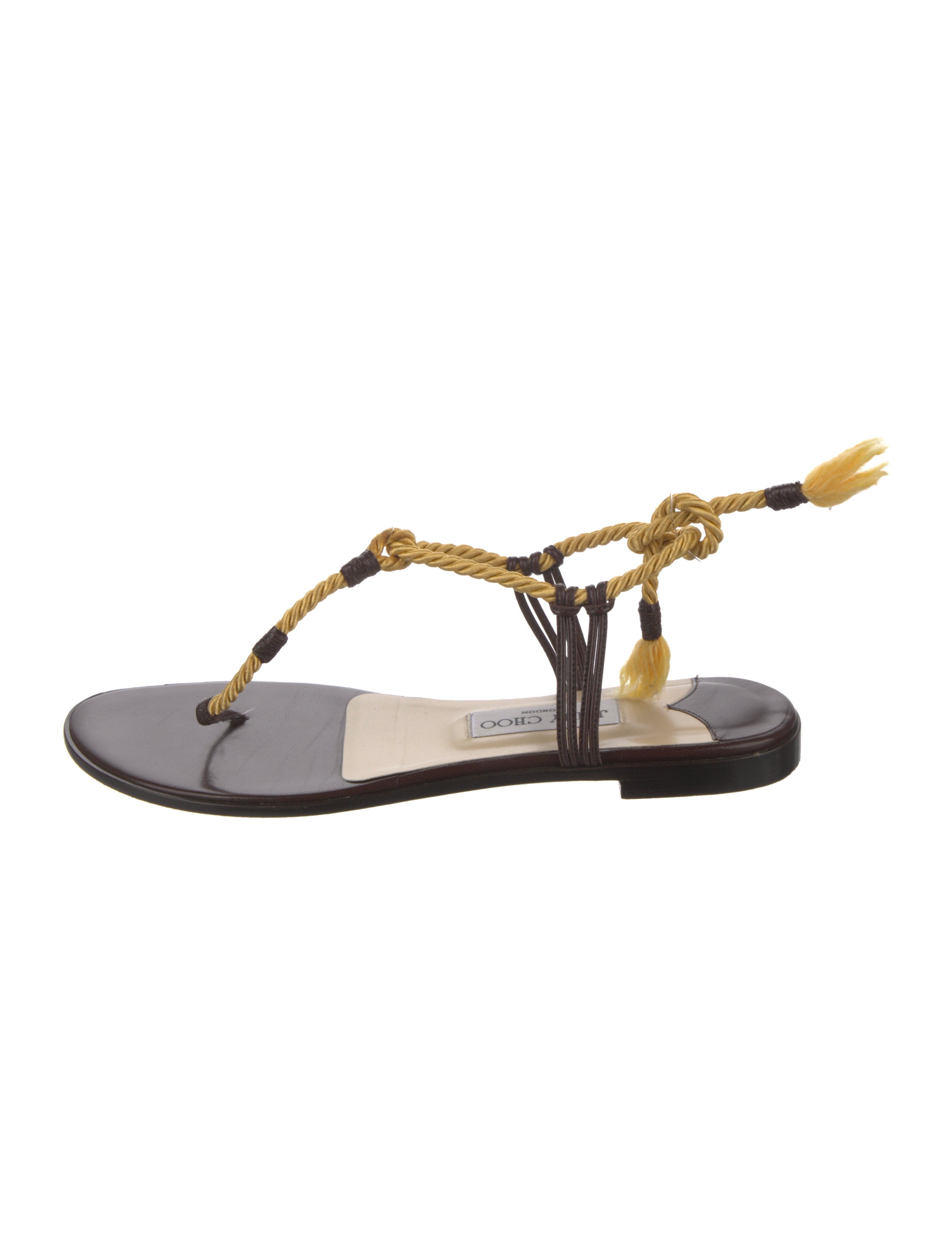 Jimmy Choo T-Strap Sandals - Brown Sandals, Shoes - JIM377783 | The ...