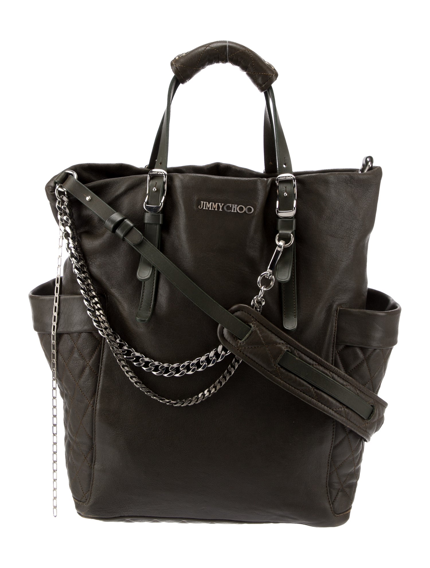 Jimmy Choo Leather Blare Handle Bag - Brown Shoulder Bags, Handbags ...