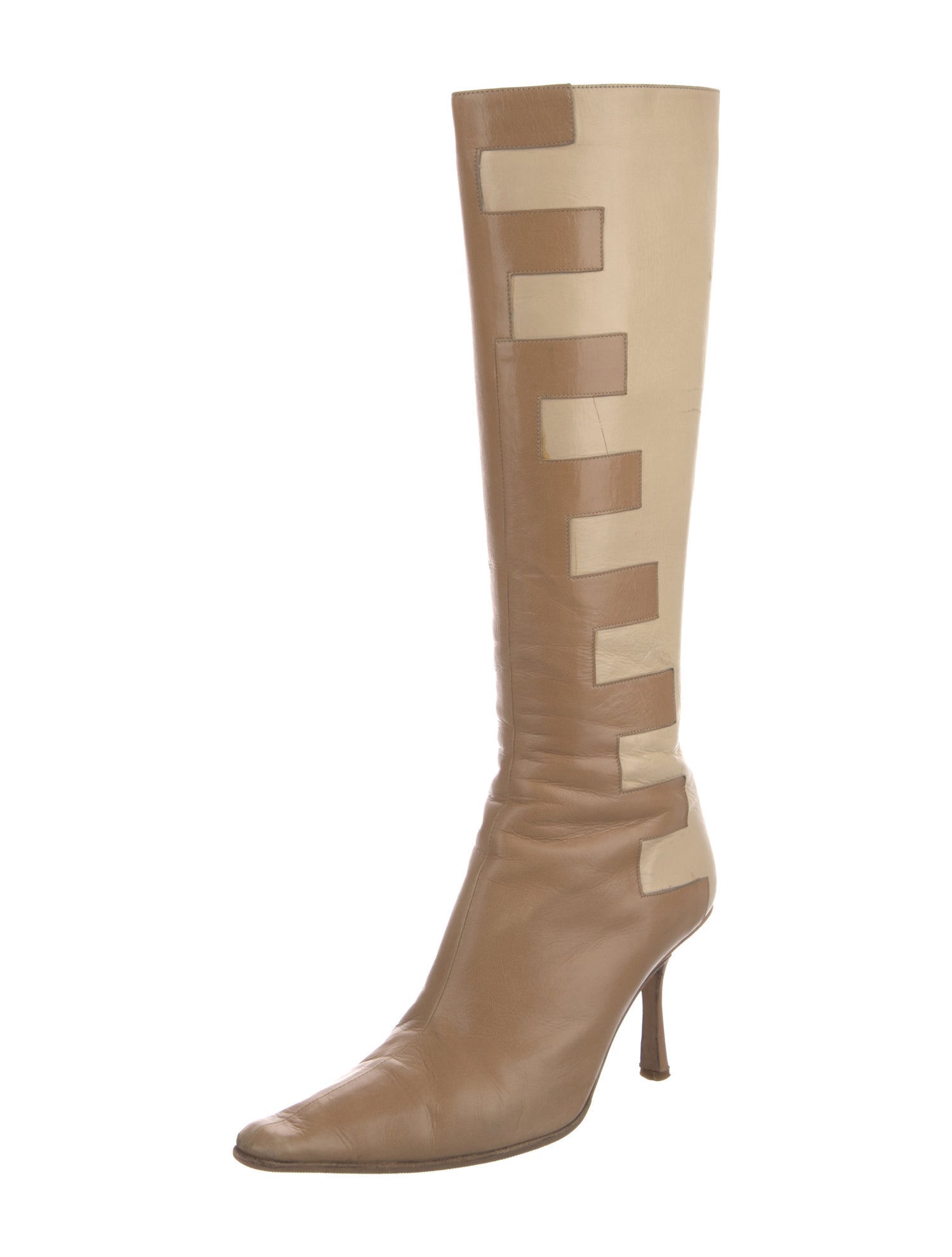 Jimmy Choo Leather Colorblock Pattern Boots - Boots, Shoes | The RealReal