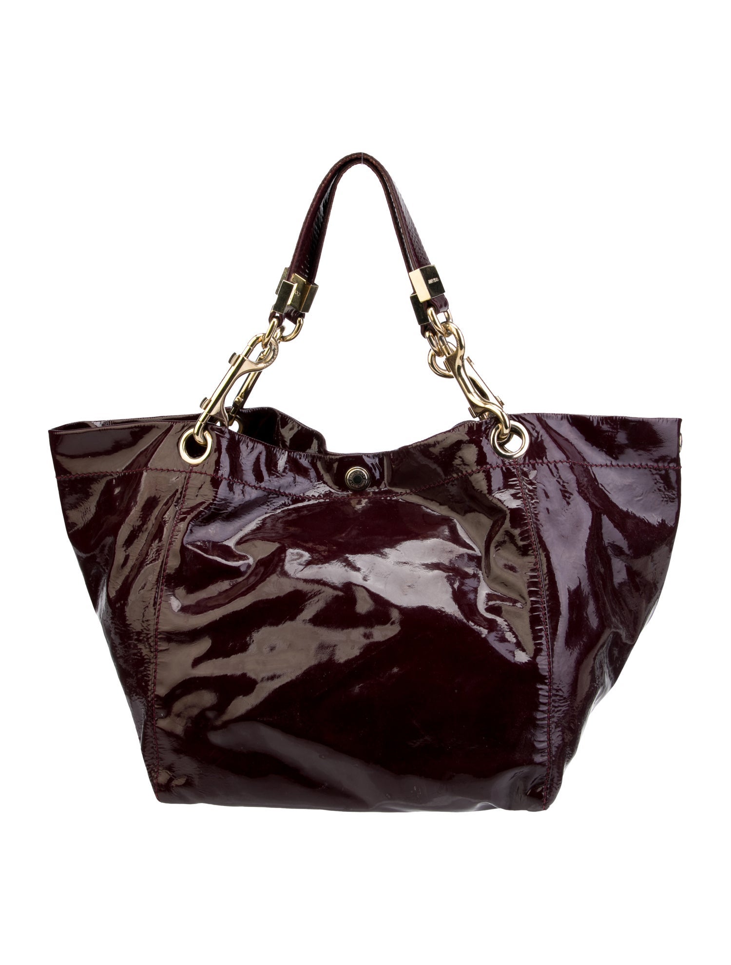 Jimmy Choo Large Patent Leather Shoulder Bag - Burgundy Shoulder Bags ...