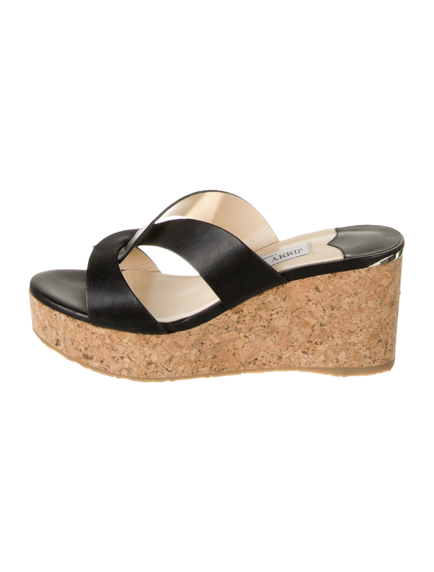 Jimmy Choo Leather Slides - Black Sandals, Shoes - JIM381492 | The RealReal