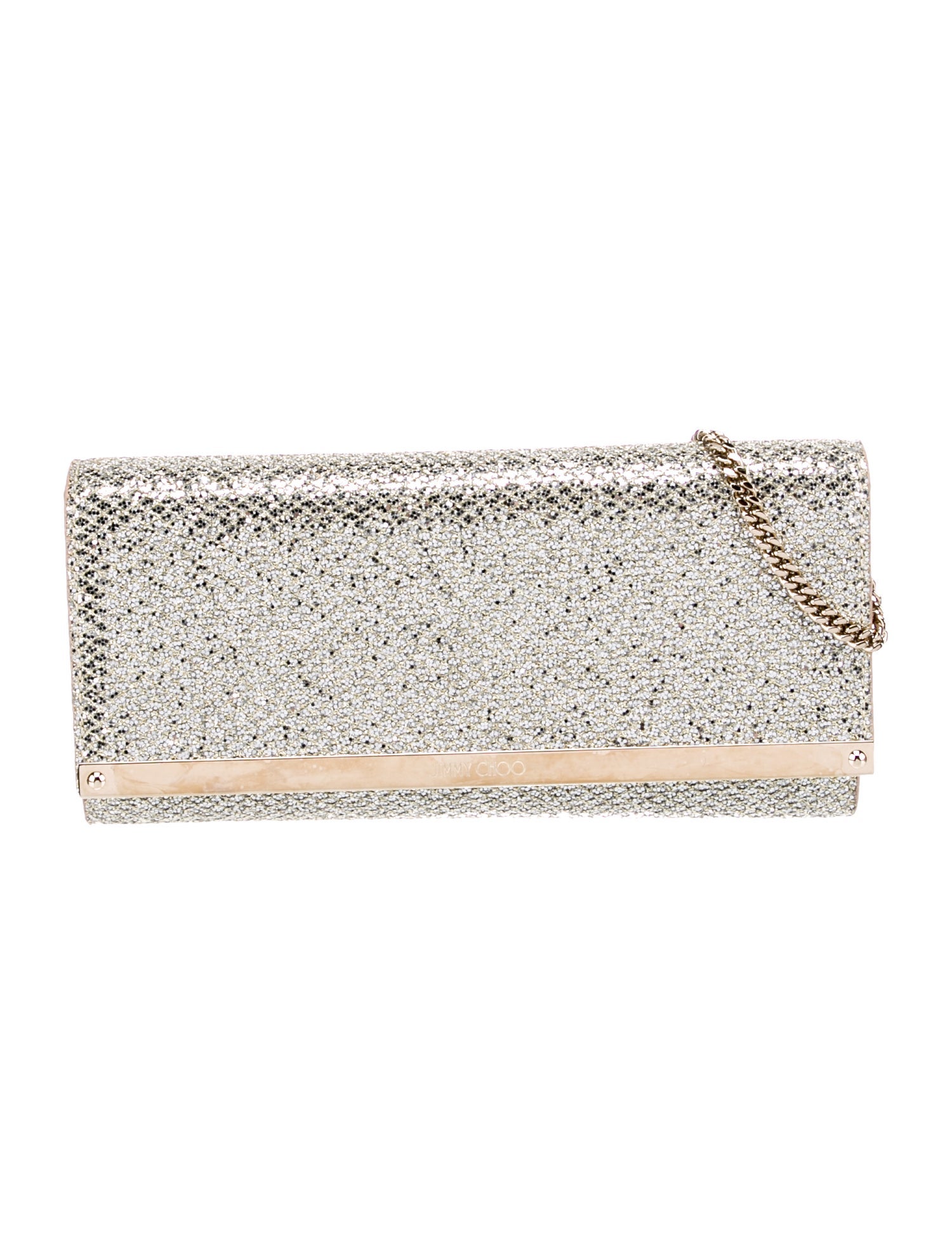 Jimmy Choo Glitter Clutch Bag - Gold Clutches, Handbags - JIM385245 ...