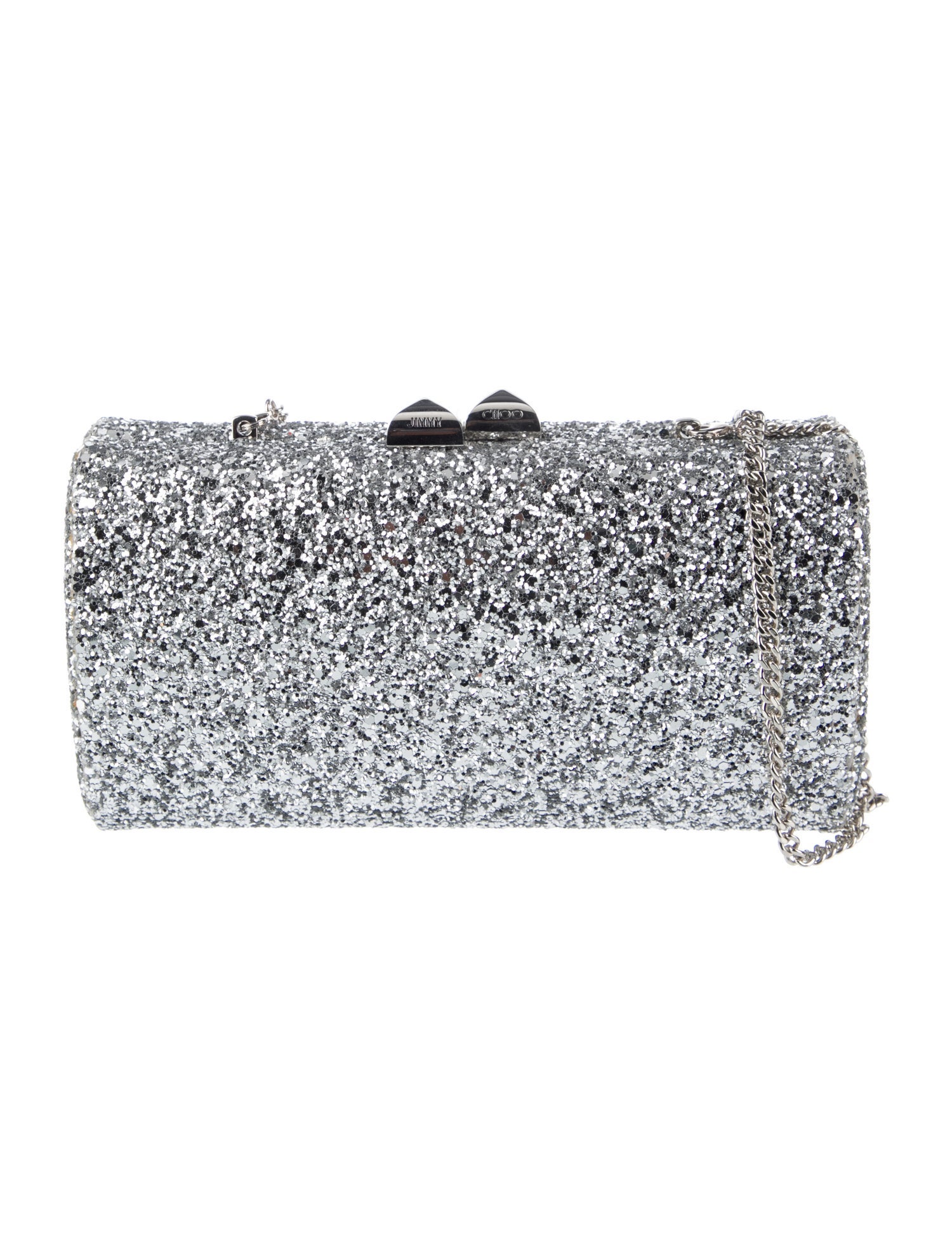 Jimmy Choo Glitter Chain-Link Evening Bag - Silver Evening Bags ...