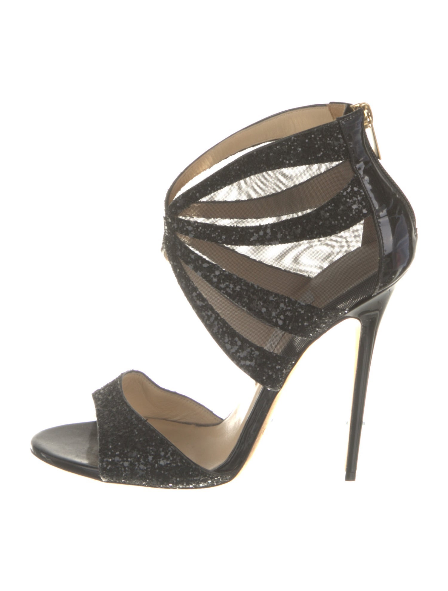 Jimmy Choo Mesh Accents Sandals Black Sandals Shoes Jim394054 The Realreal