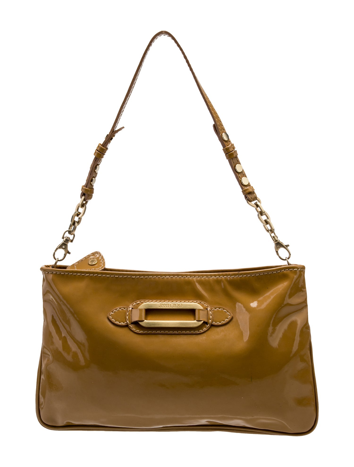 Jimmy Choo Chain-Link Patent Leather Shoulder Bag - Brown Shoulder Bags ...