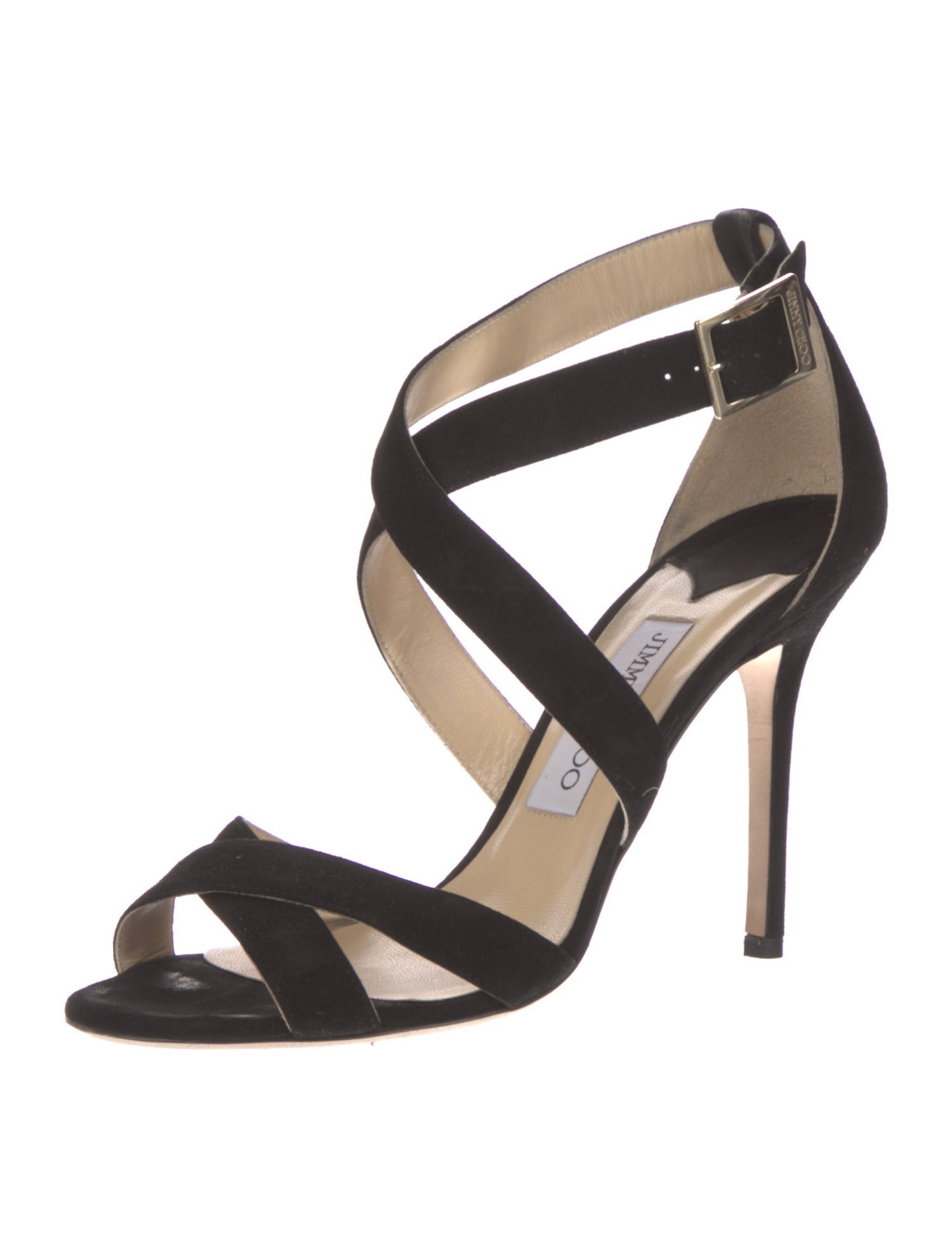 Jimmy Choo Suede Sandals - Black Sandals, Shoes - JIM379006 | The RealReal