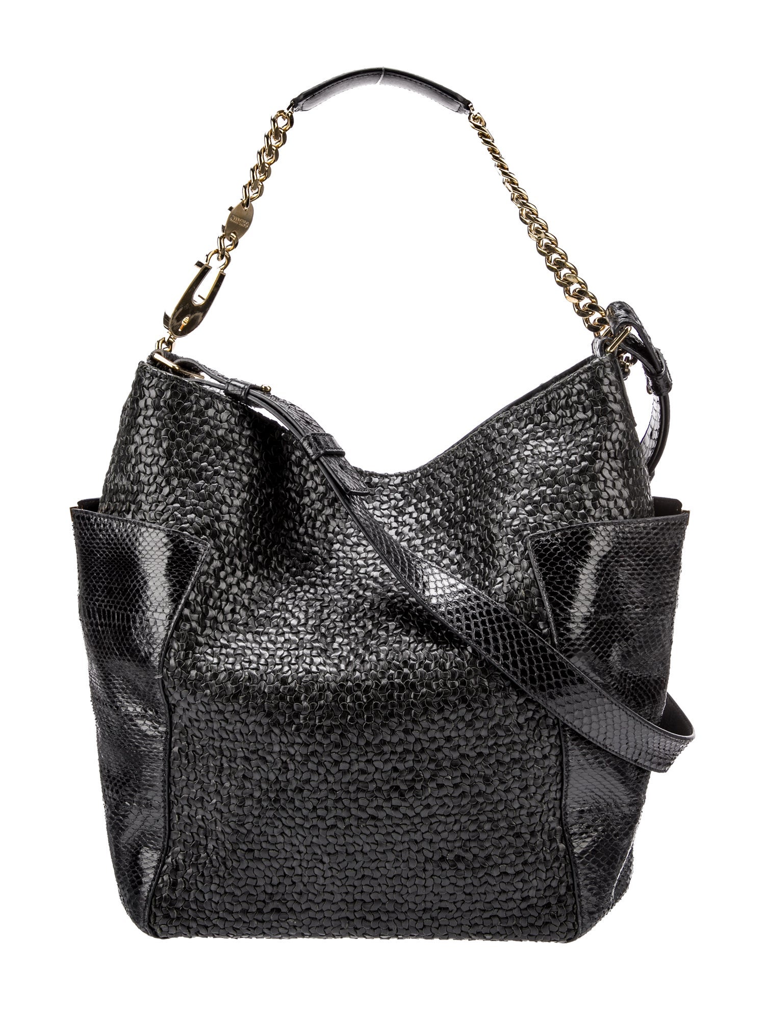 Jimmy Choo Chain-Link Leather Anna Shoulder Bag - Black Shoulder Bags ...