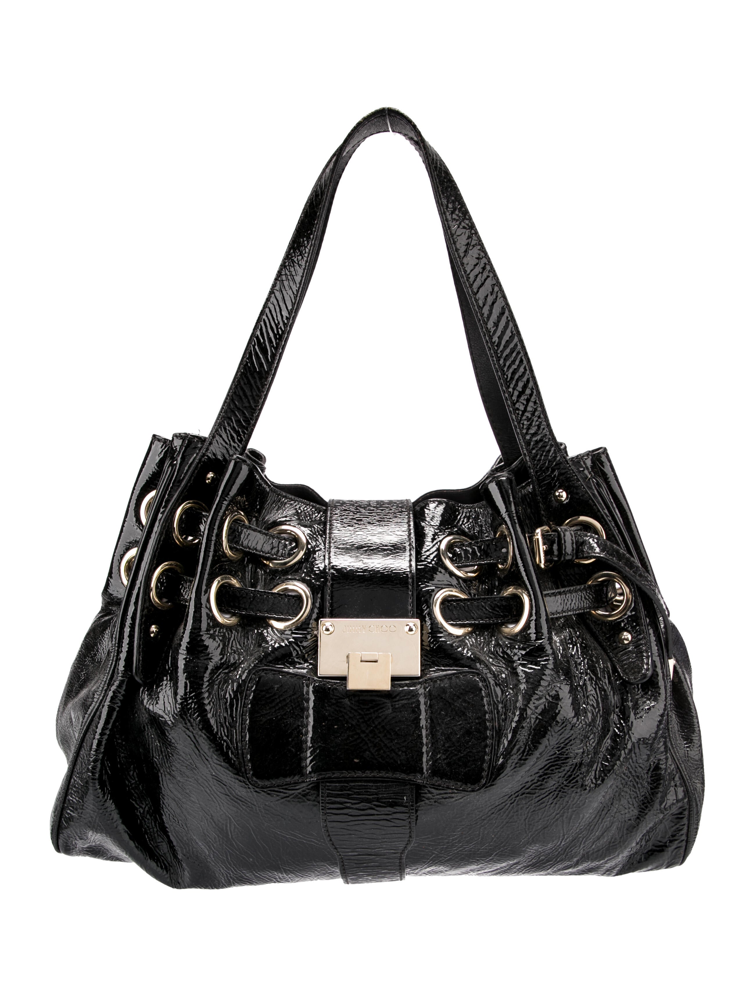 Jimmy Choo Patent Leather Ramona Shoulder Bag - Black Shoulder Bags ...