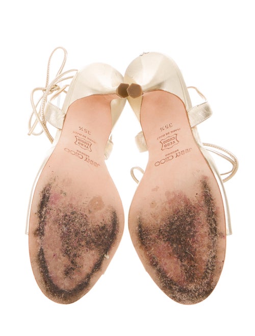 Jimmy Choo Metallic Lace Up Sandals Shoes Jim41165 The Realreal