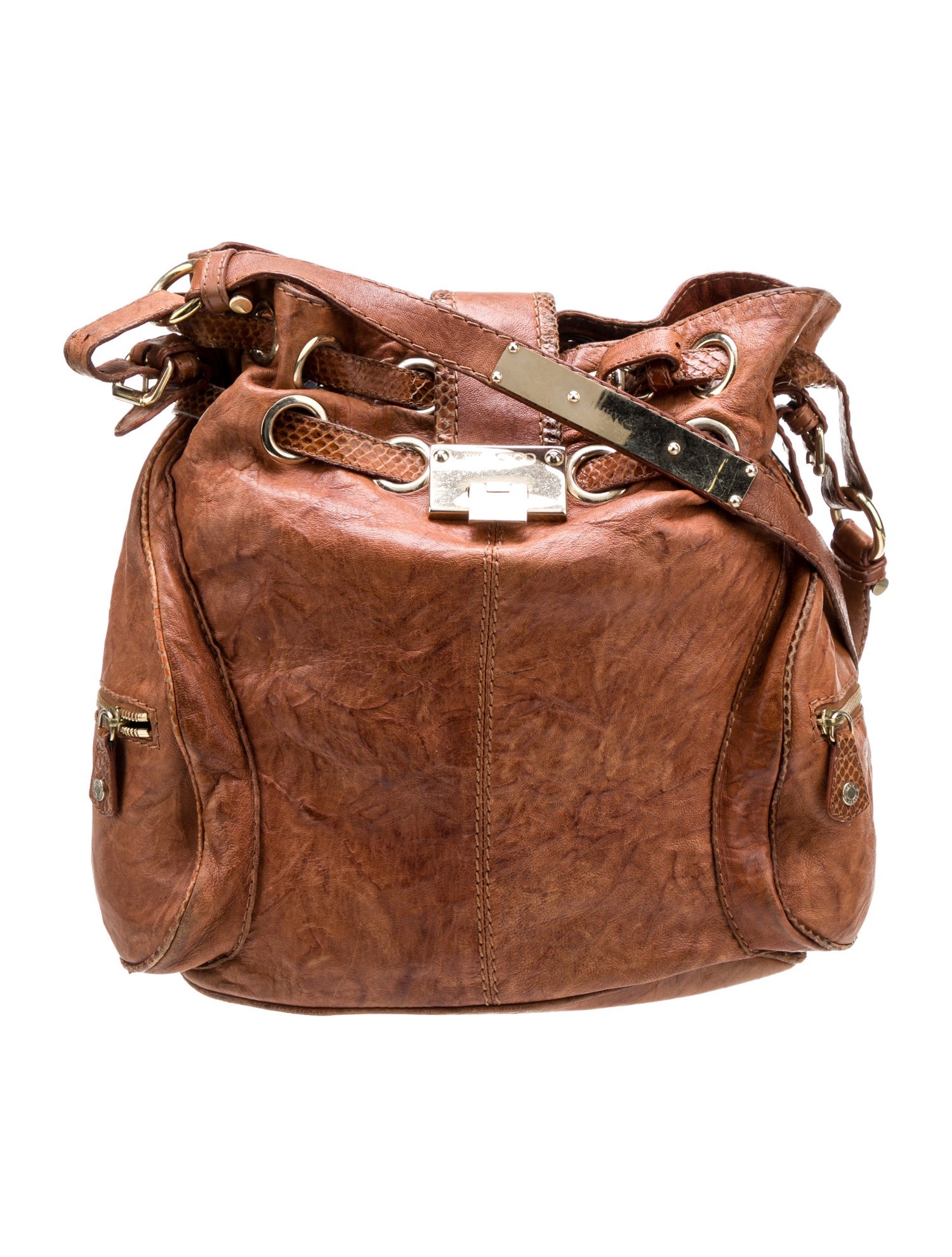 Jimmy Choo Leather Bucket Bag - Brown Crossbody Bags, Handbags ...