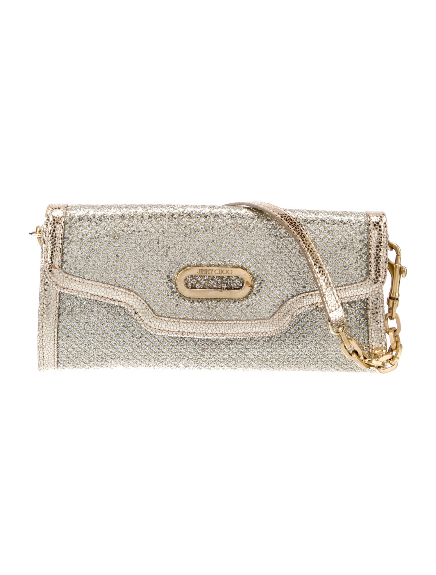 Jimmy Choo Glitter Clutch - Gold Clutches, Handbags - JIM429928 | The ...