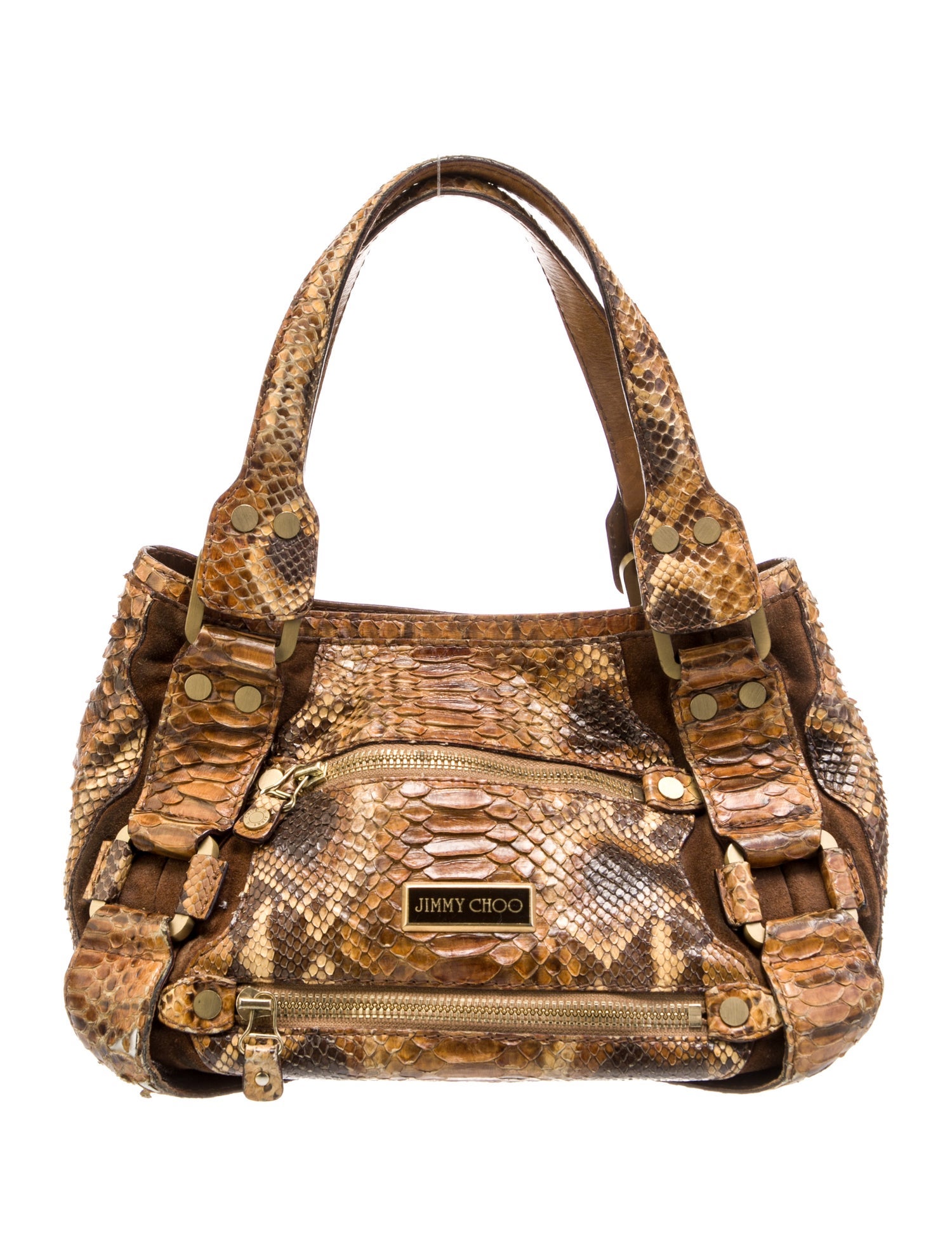 Jimmy Choo Python Top Handle Bag - Brown Handle Bags, Handbags ...