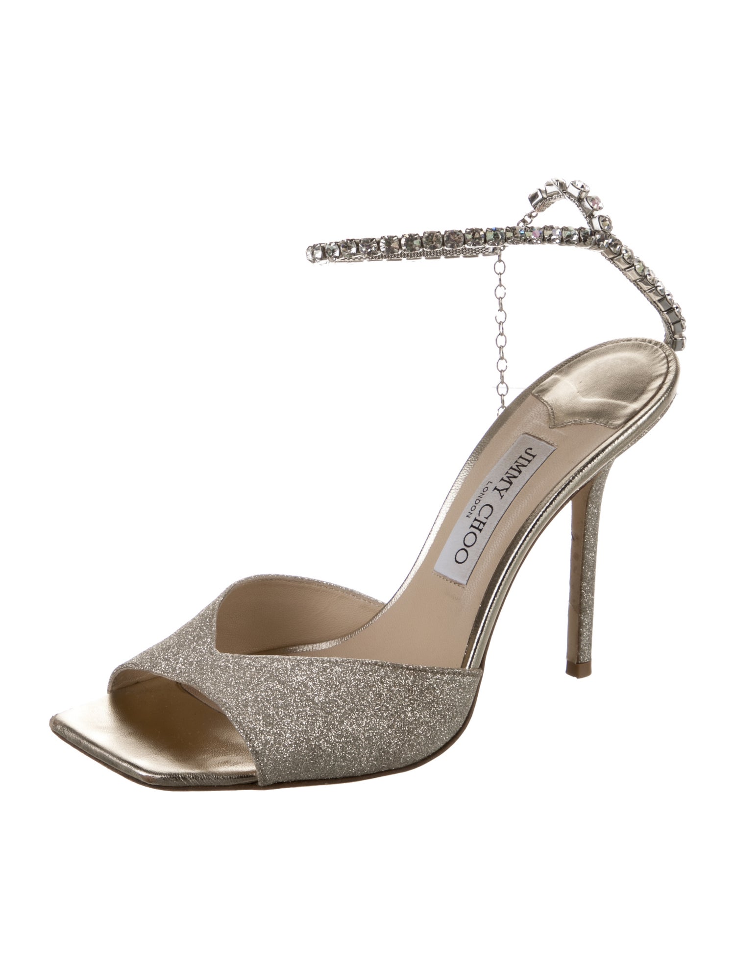 Jimmy Choo Glitter Glitter Accents Sandals - Gold Sandals, Shoes ...