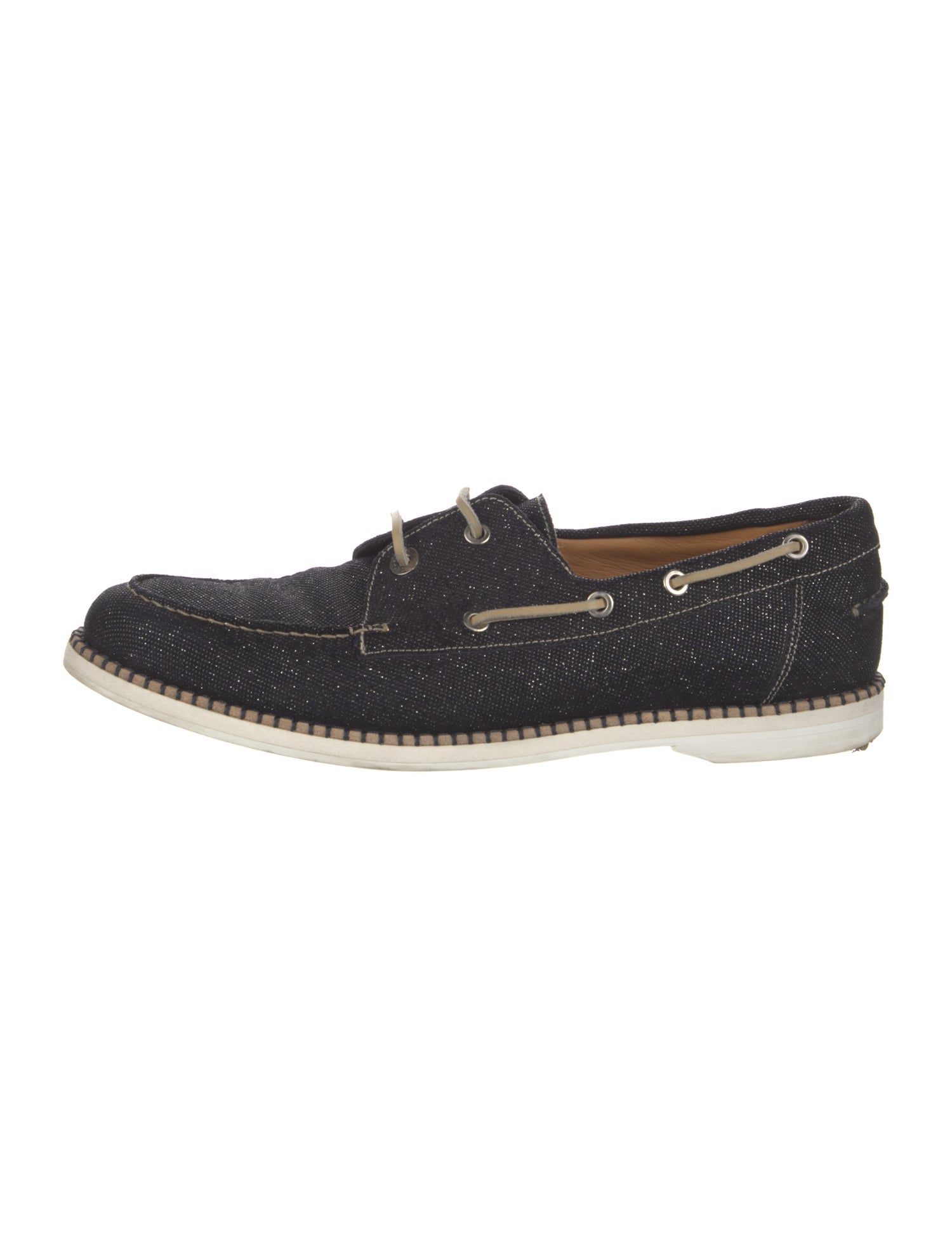 Jimmy Choo Denim Glitter Accents Boat Shoes - Blue Loafers, Shoes ...