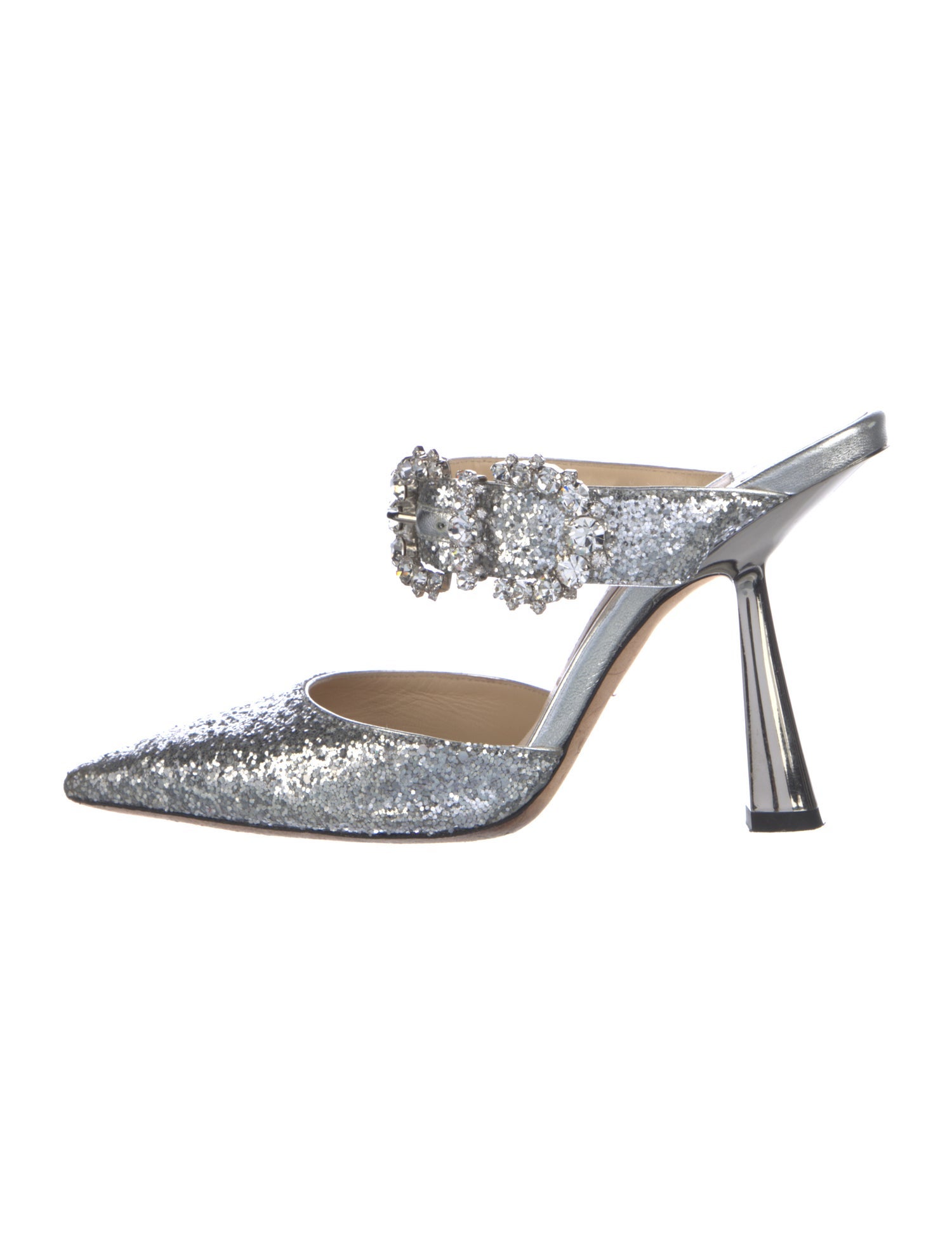 Jimmy Choo Glitter Glitter Accents Mules - Silver Pumps, Shoes ...