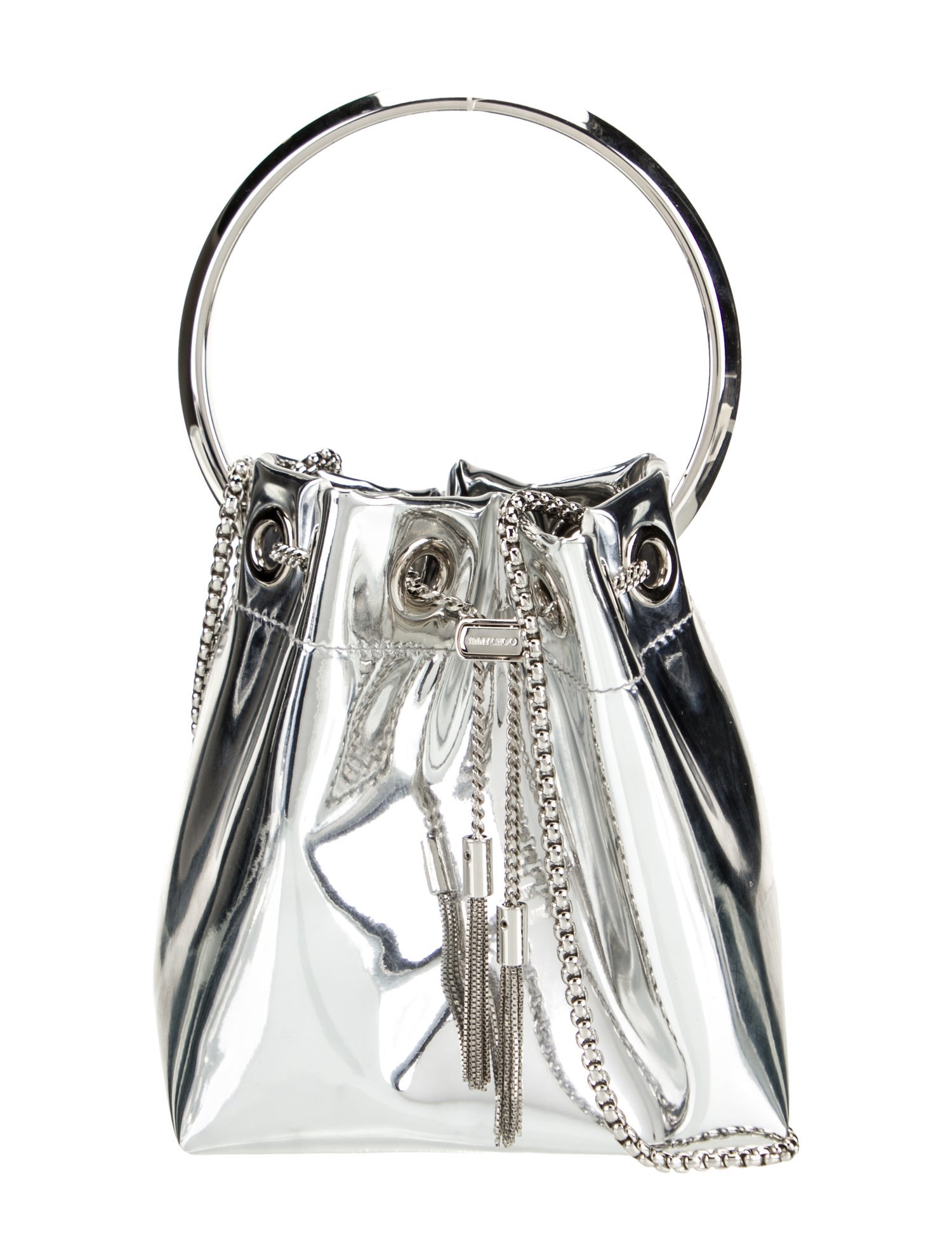 Jimmy Choo Patent Leather Bucket Bag - Silver Bucket Bags, Handbags ...