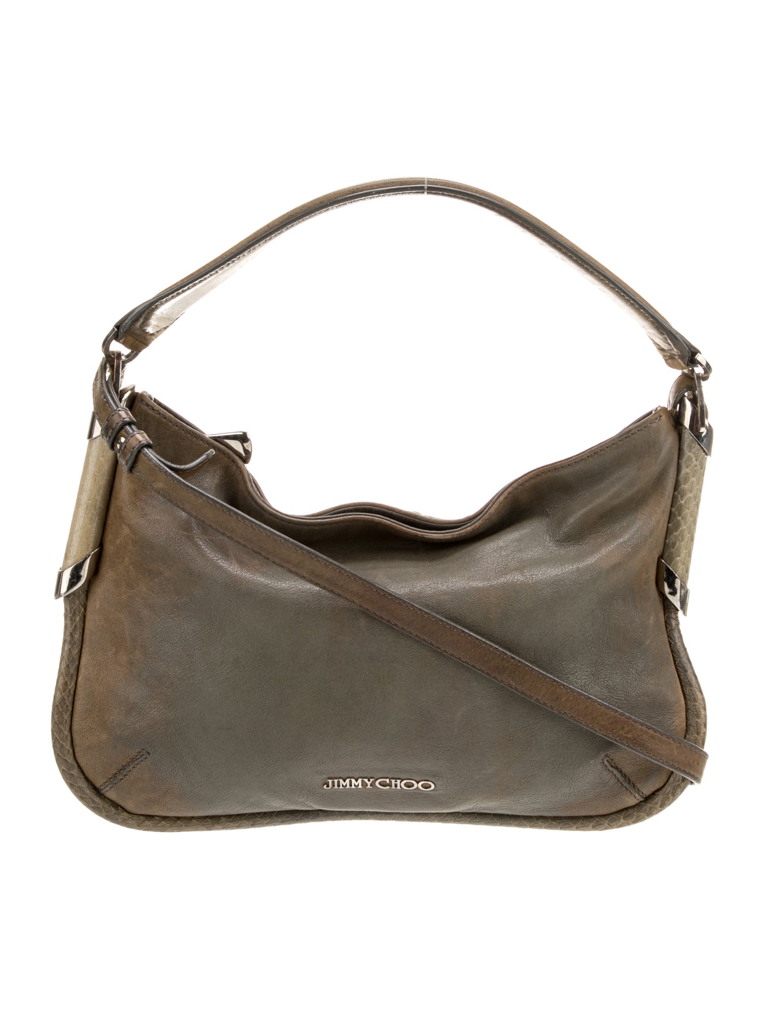 Jimmy Choo Leather Hobo - Grey Crossbody Bags, Handbags - JIM450976 ...
