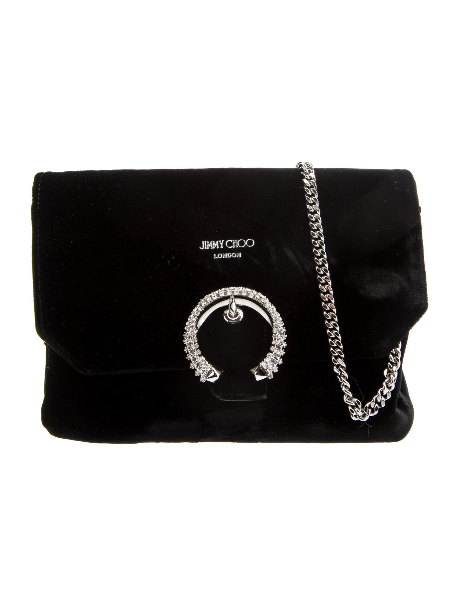 Jimmy Choo Velvet Shoulder Bag - Black Shoulder Bags, Handbags ...