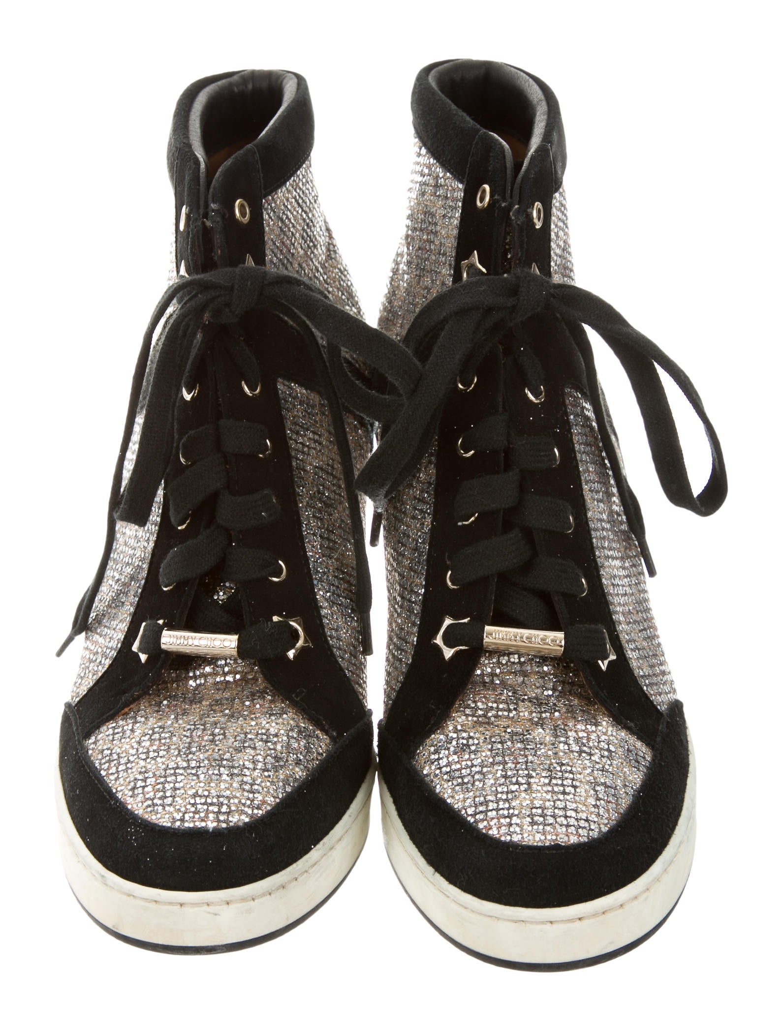 Jimmy Choo Sequined Wedge Sneakers - Shoes - JIM52425 | The RealReal
