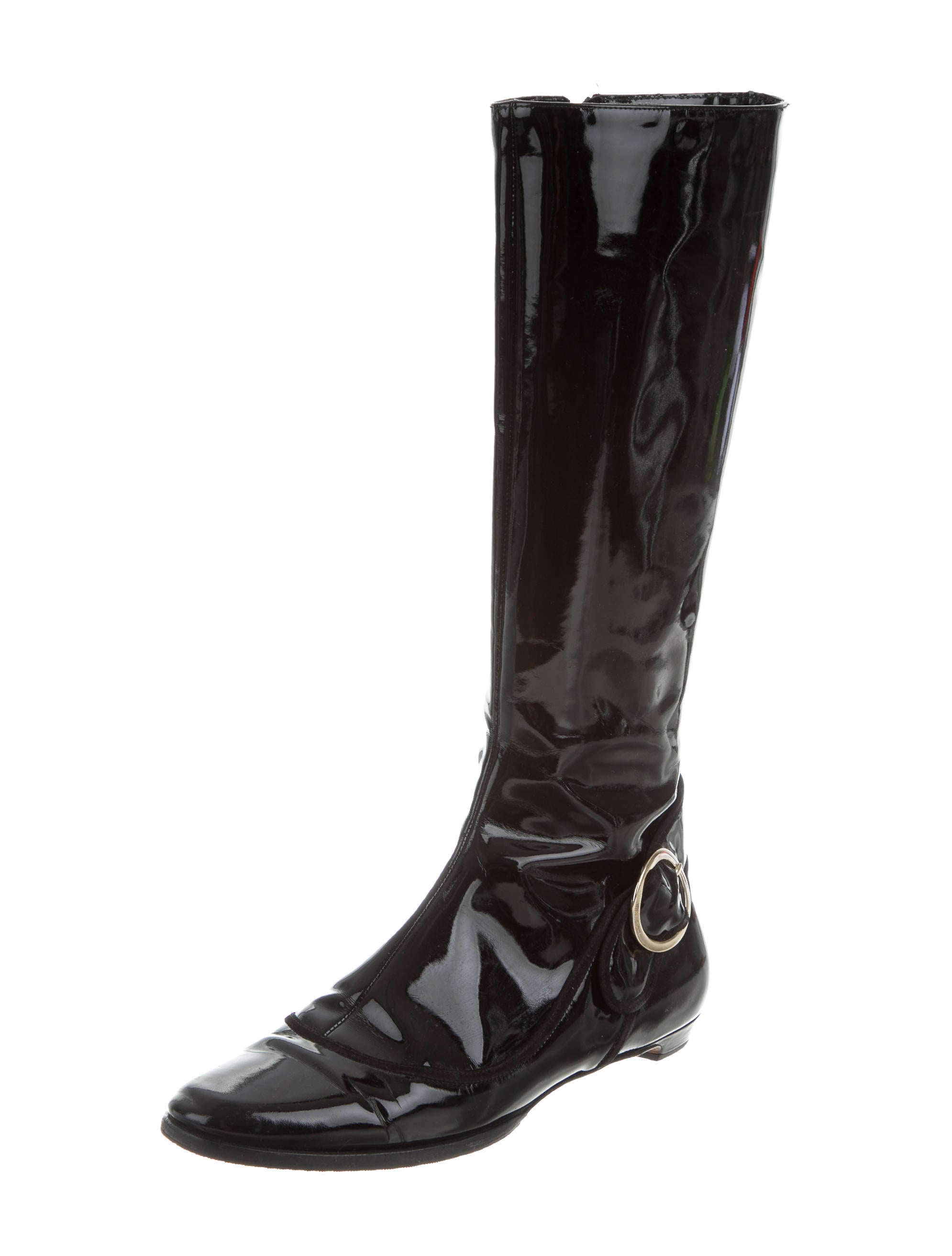 Jimmy Choo Patent Leather Riding Boots - Black Boots, Shoes - JIM60794 ...