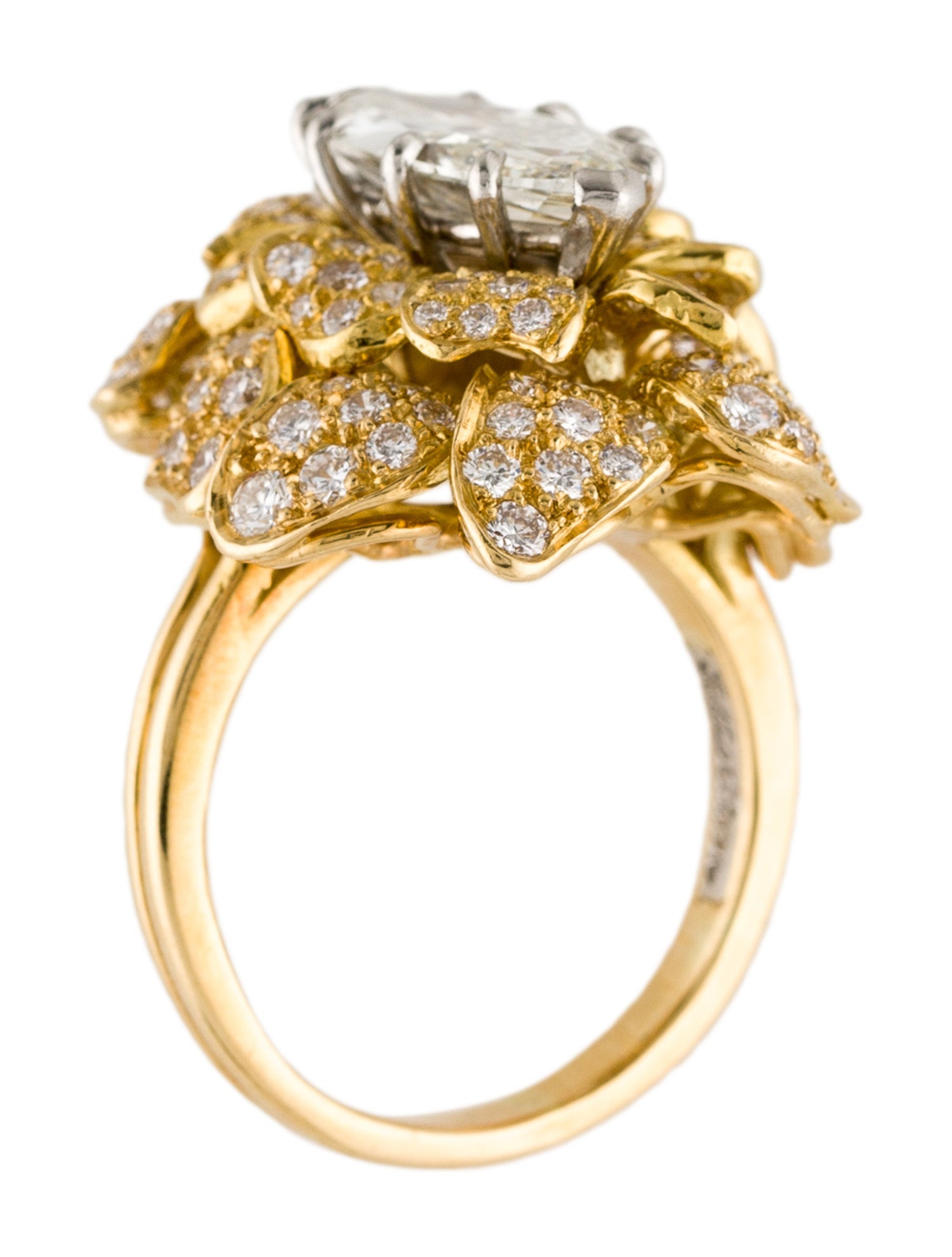 Julius Cohen 18K 3.78ct Diamond Cocktail Ring - 18K Yellow Gold Cocktail Ring, Rings ...