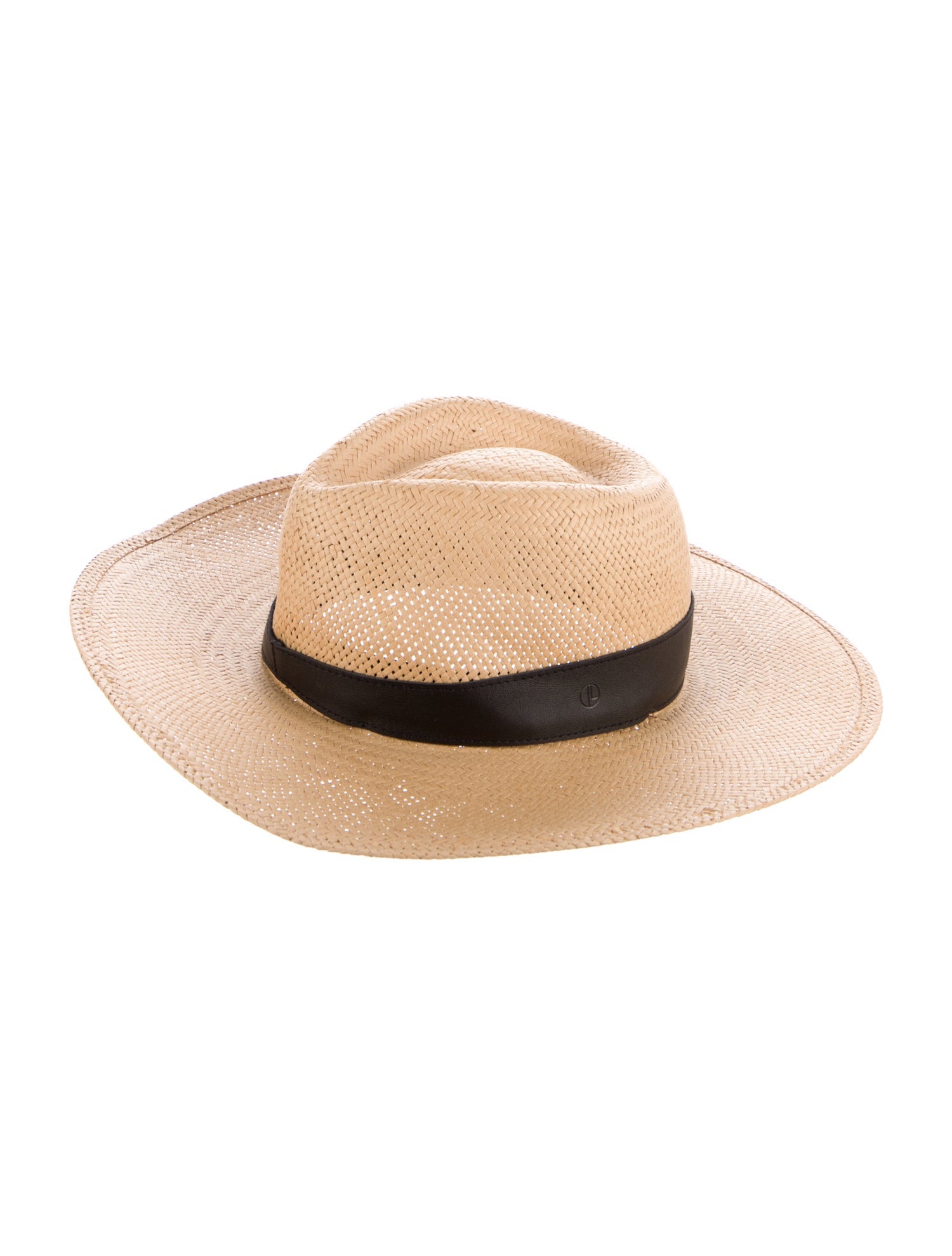 Janessa Leone Straw Leather Trimmed Fedora Hat - Neutrals Hats ...