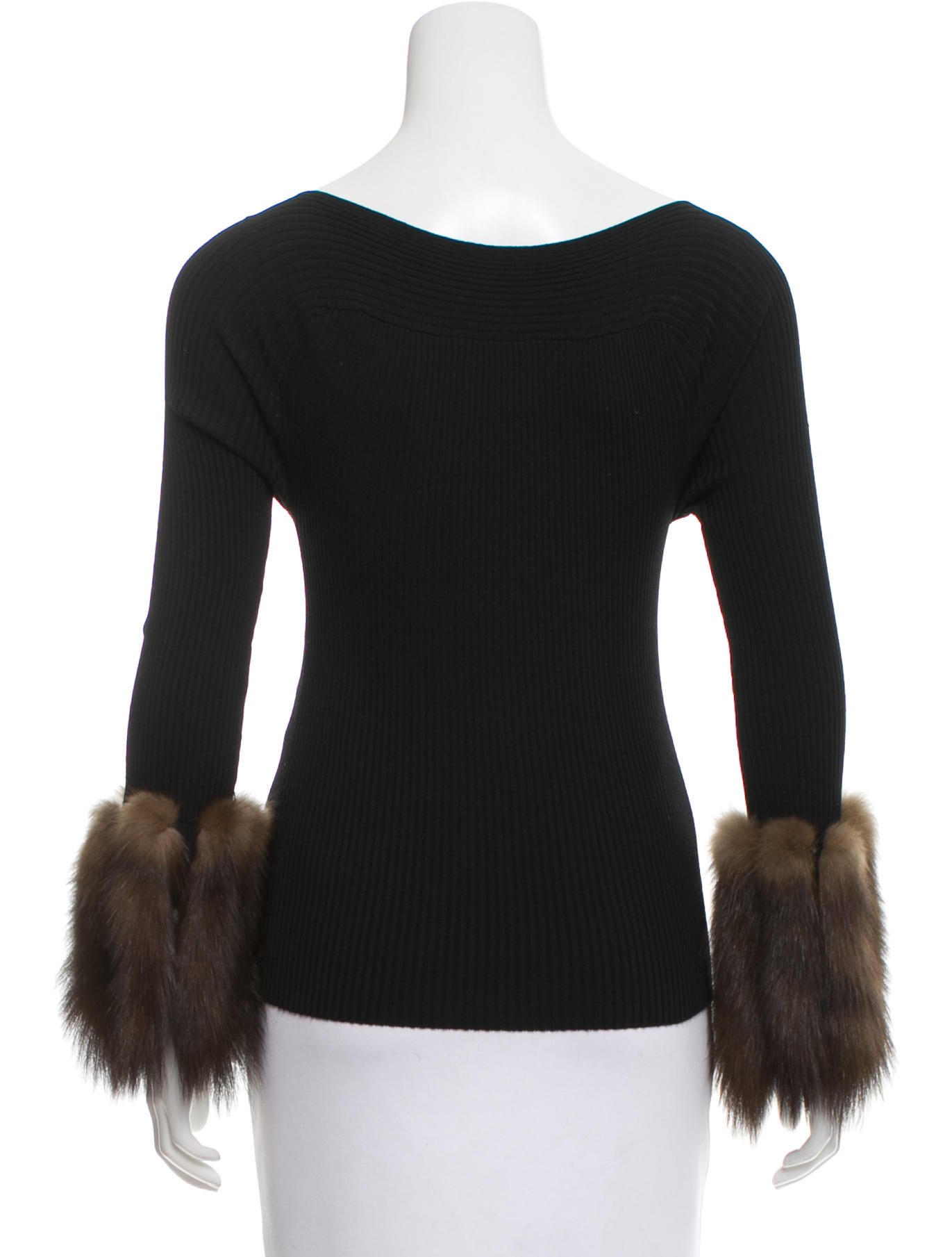 J. Mendel Fox Fur-Trimmed Long Sleeve Top - Clothing - JME23287 | The ...