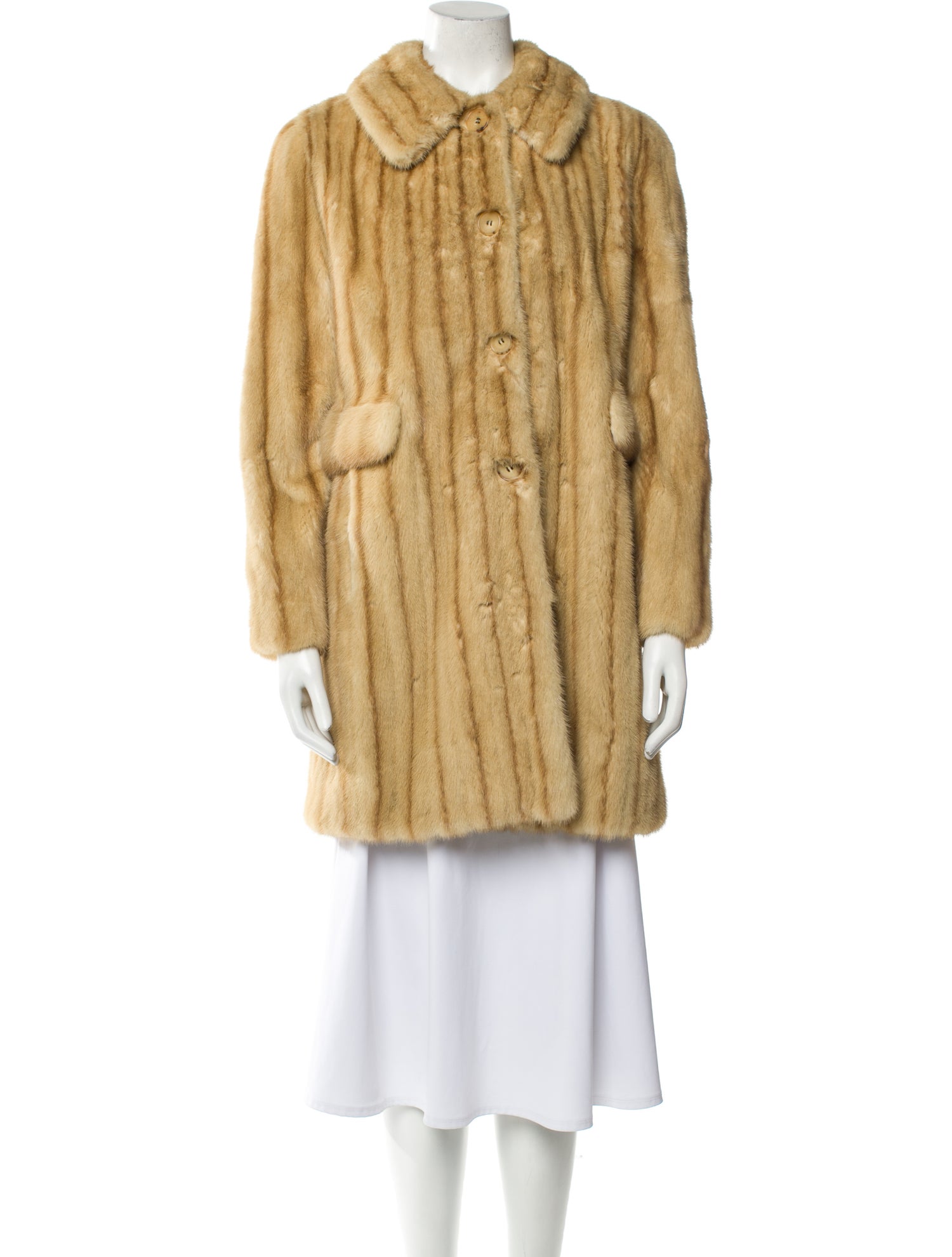 J. Mendel Mink Striped Fur Coat - Neutrals Coats, Clothing - JME39911 ...
