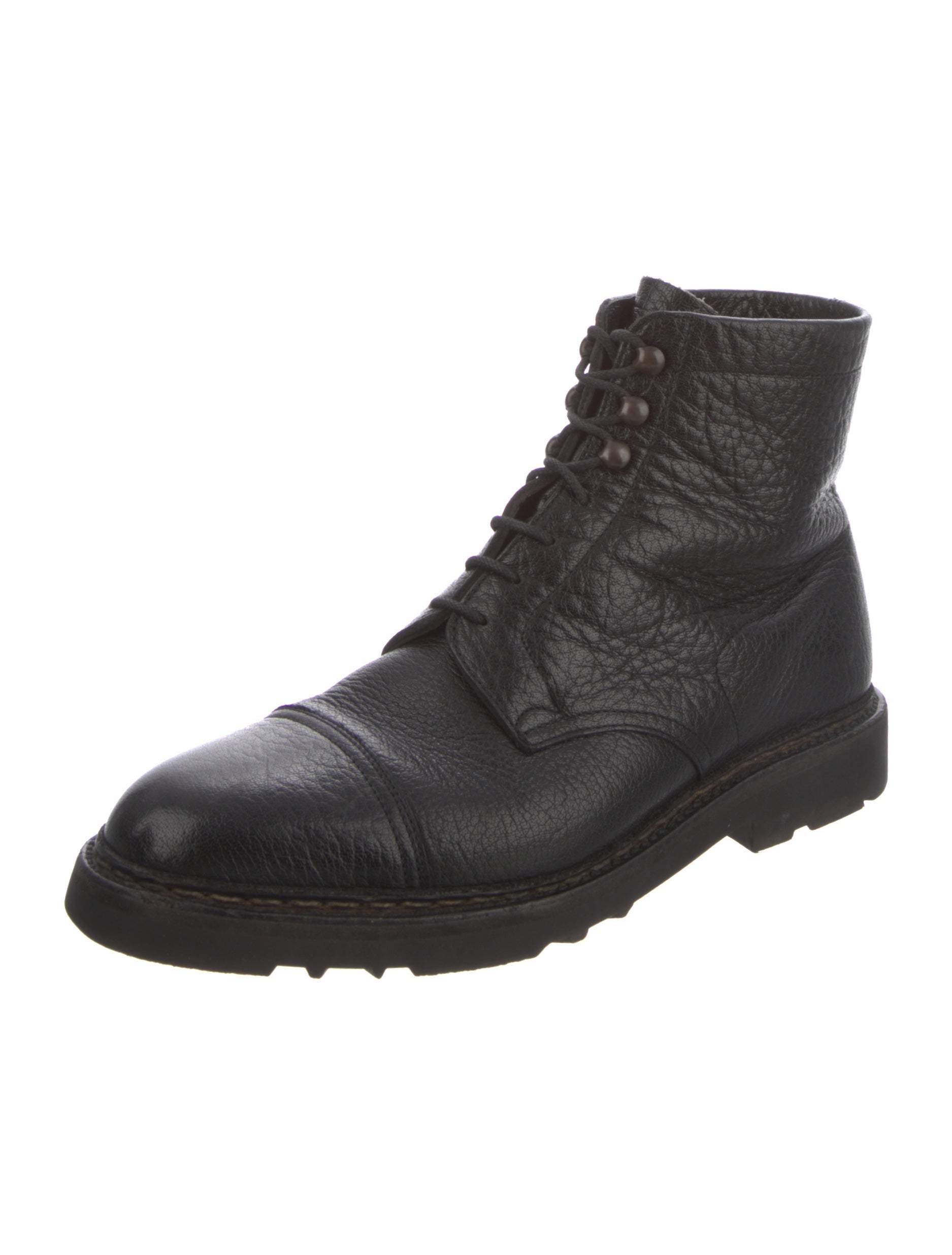 John Lobb Leather Combat Boots - Black Boots, Shoes - JOL22780 | The ...