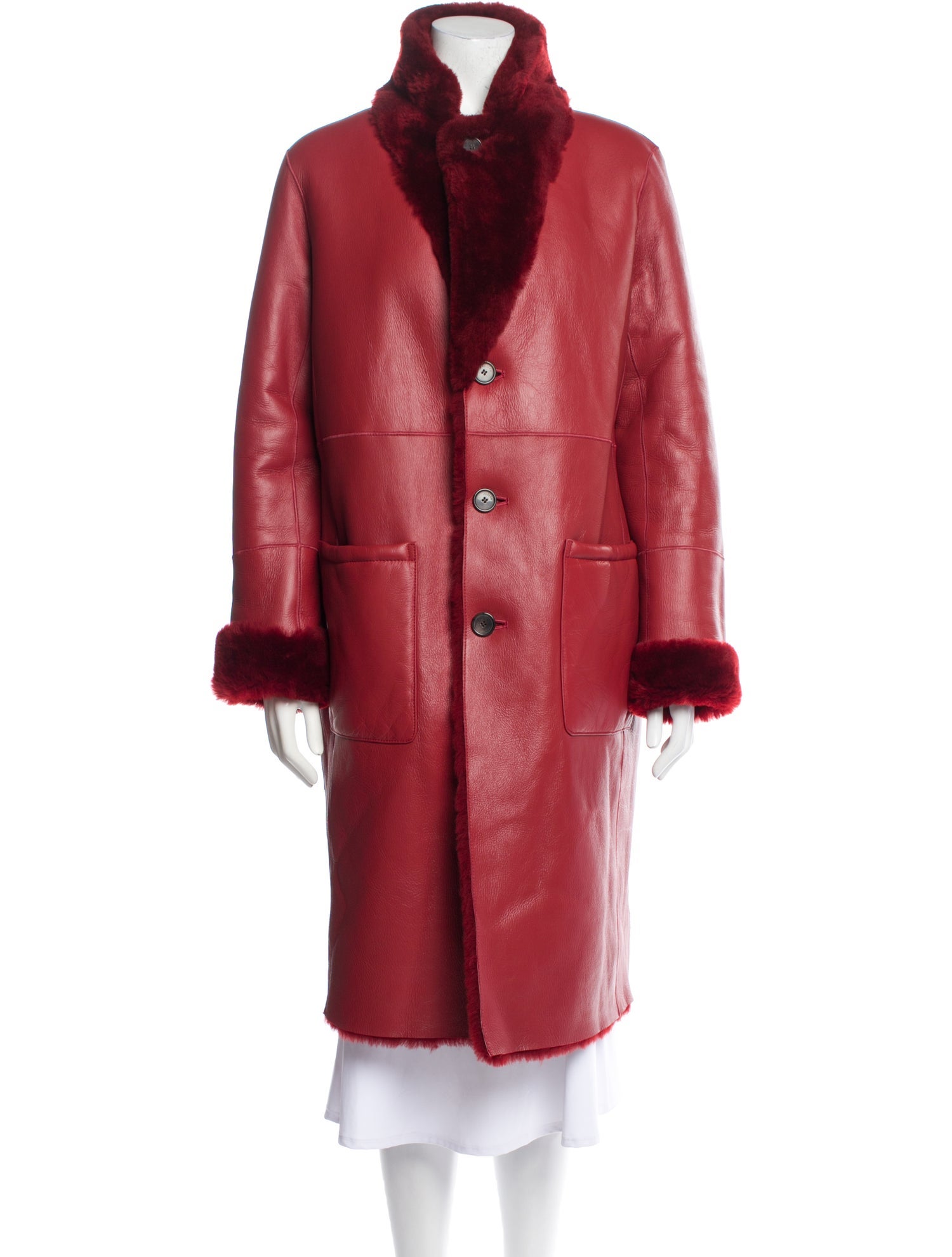 Joseph Lambskin Faux Fur Coat w/ Tags - Red Coats, Clothing - JOS61336 ...