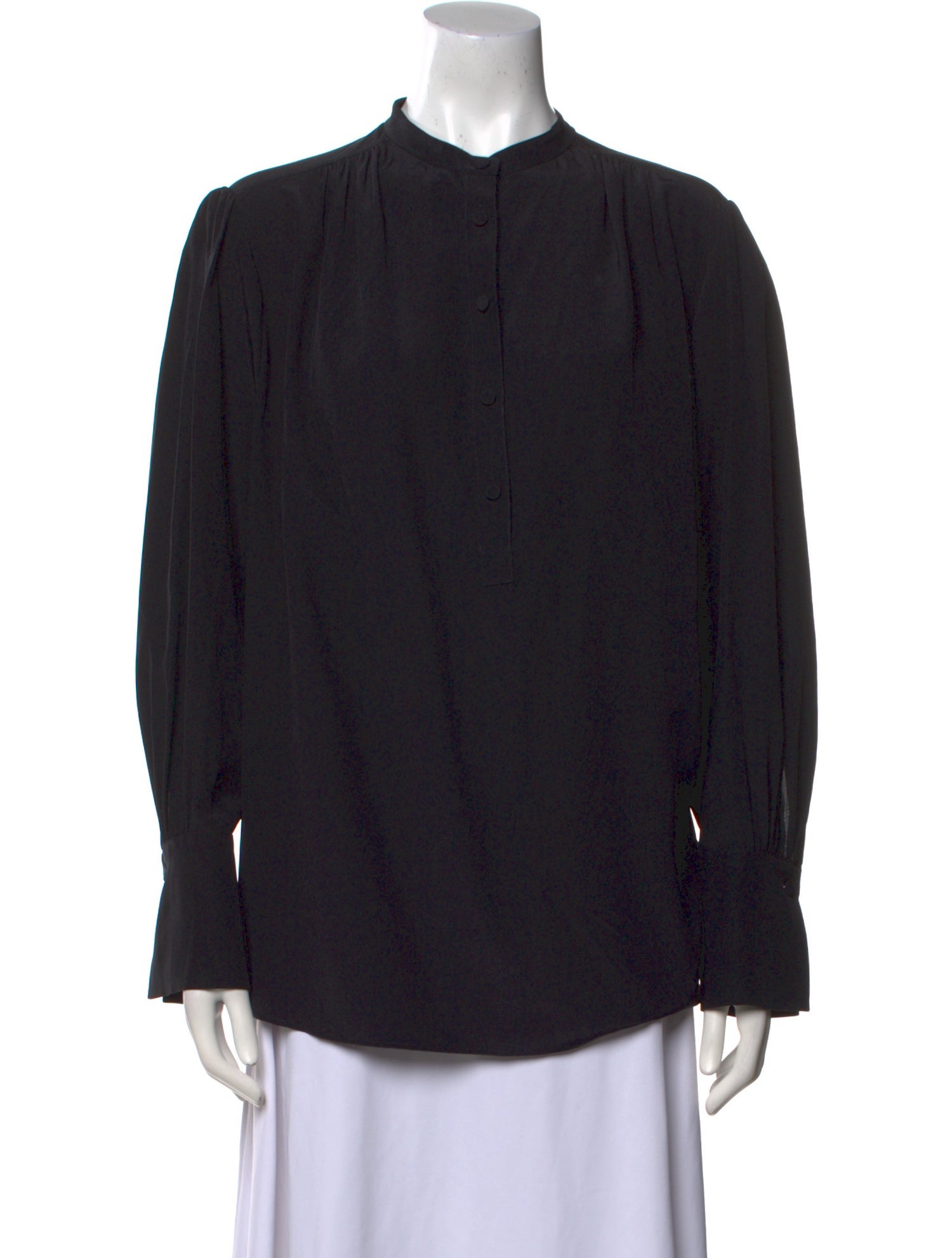Joseph Silk Mock Neck Button-Up Top - Black Tops, Clothing - JOS64836 ...