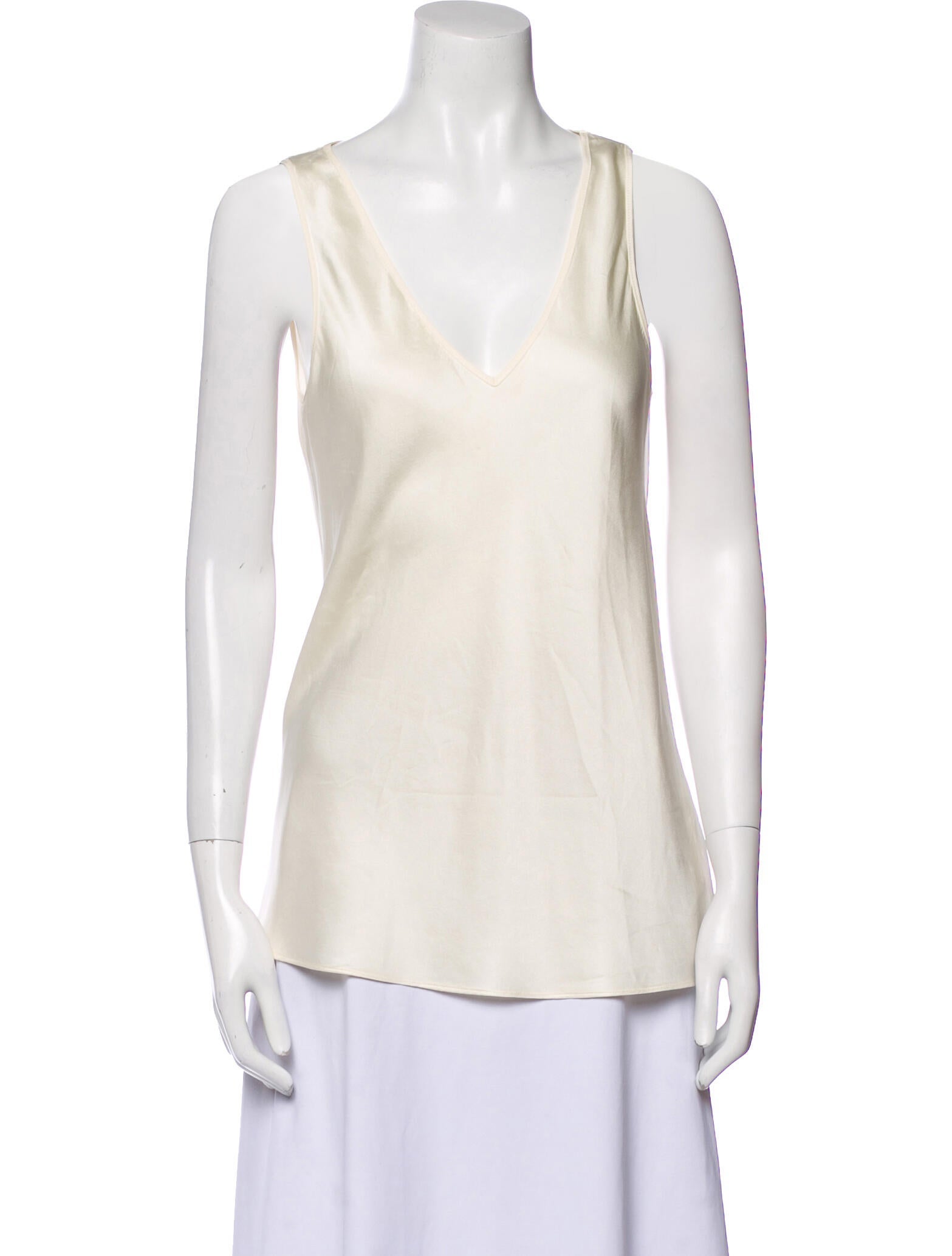 Joseph Silk V-Neck Top - Neutrals Tops, Clothing - JOS67556 | The RealReal
