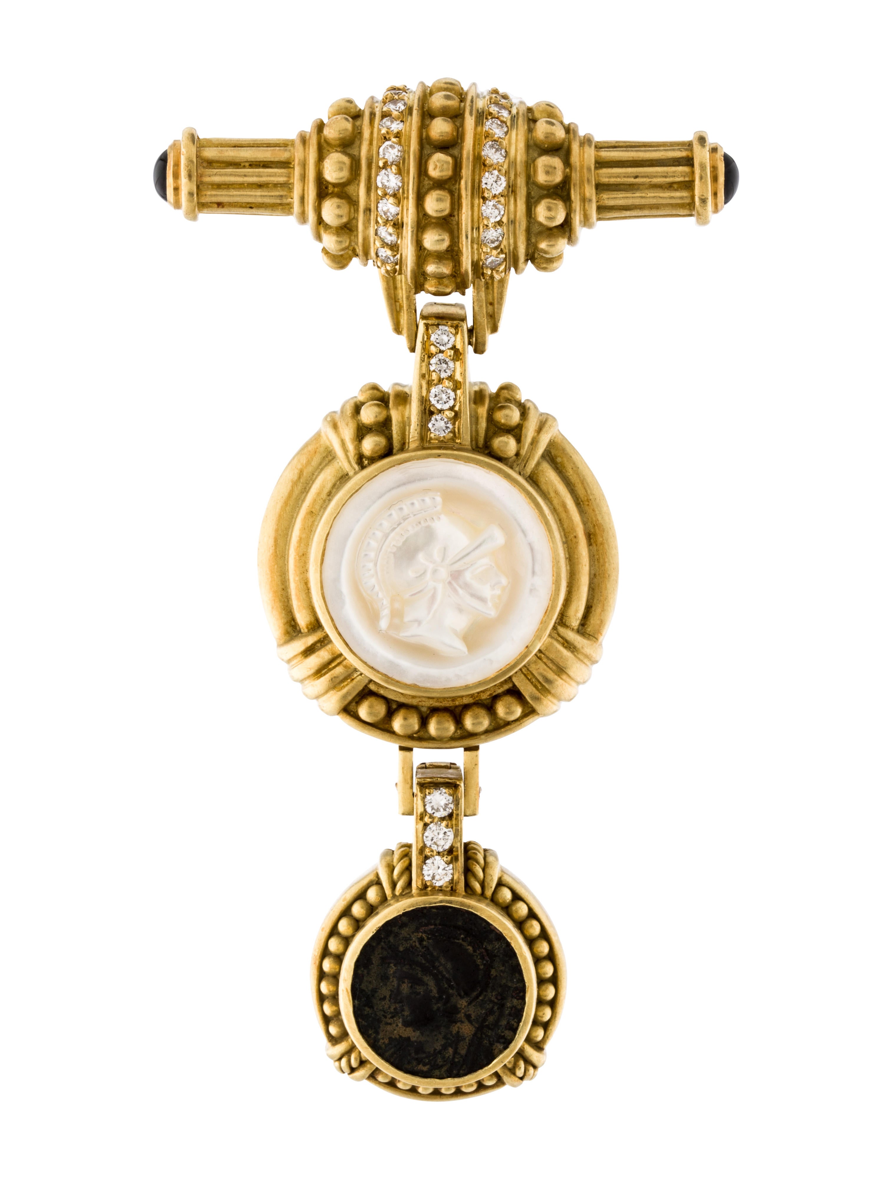 Judith Ripka Diamond & Coin Brooch - Brooches - JRK22701 | The RealReal