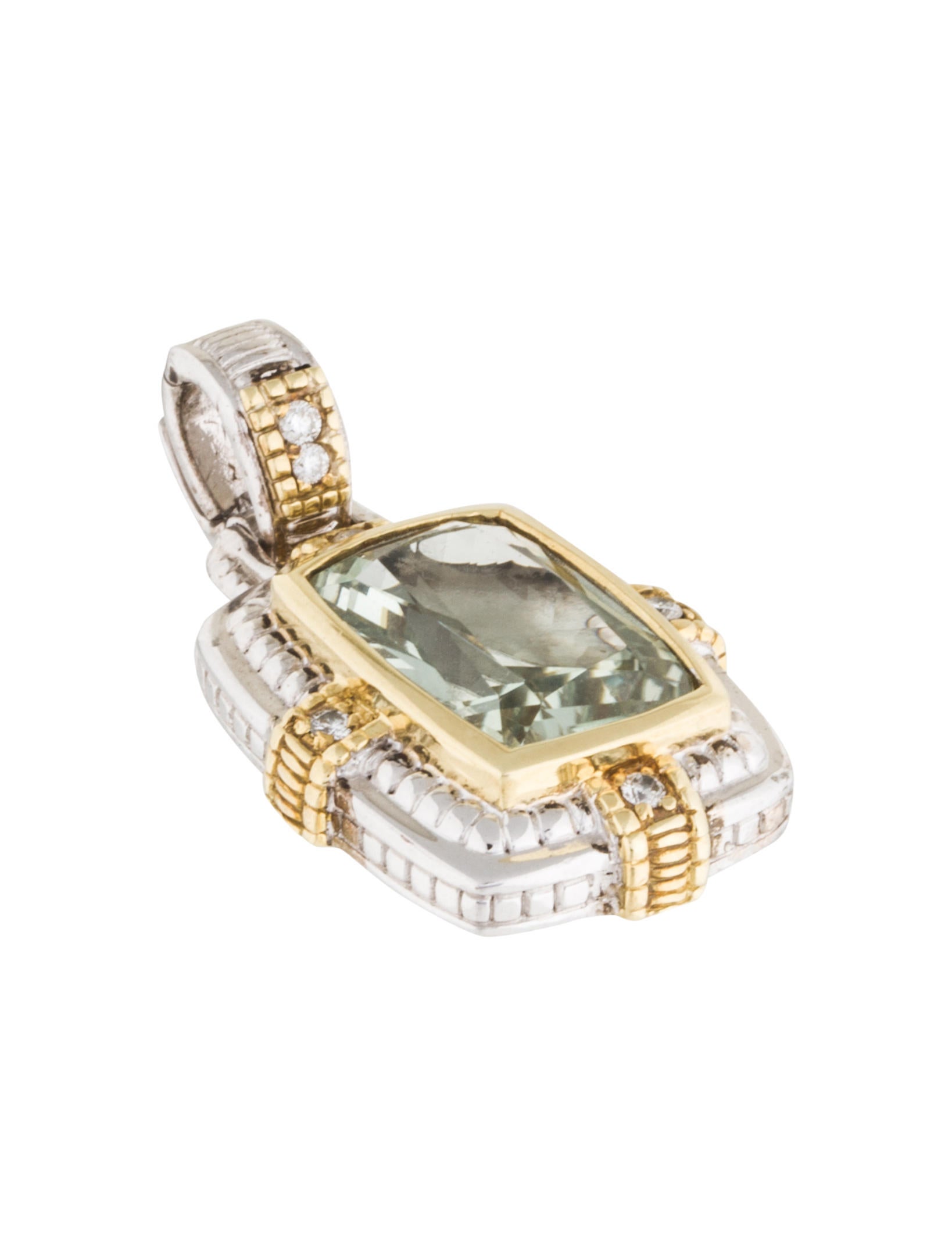 Judith Ripka Two-Tone Prasiolite and Diamond Pendant - Pendant Necklace ...