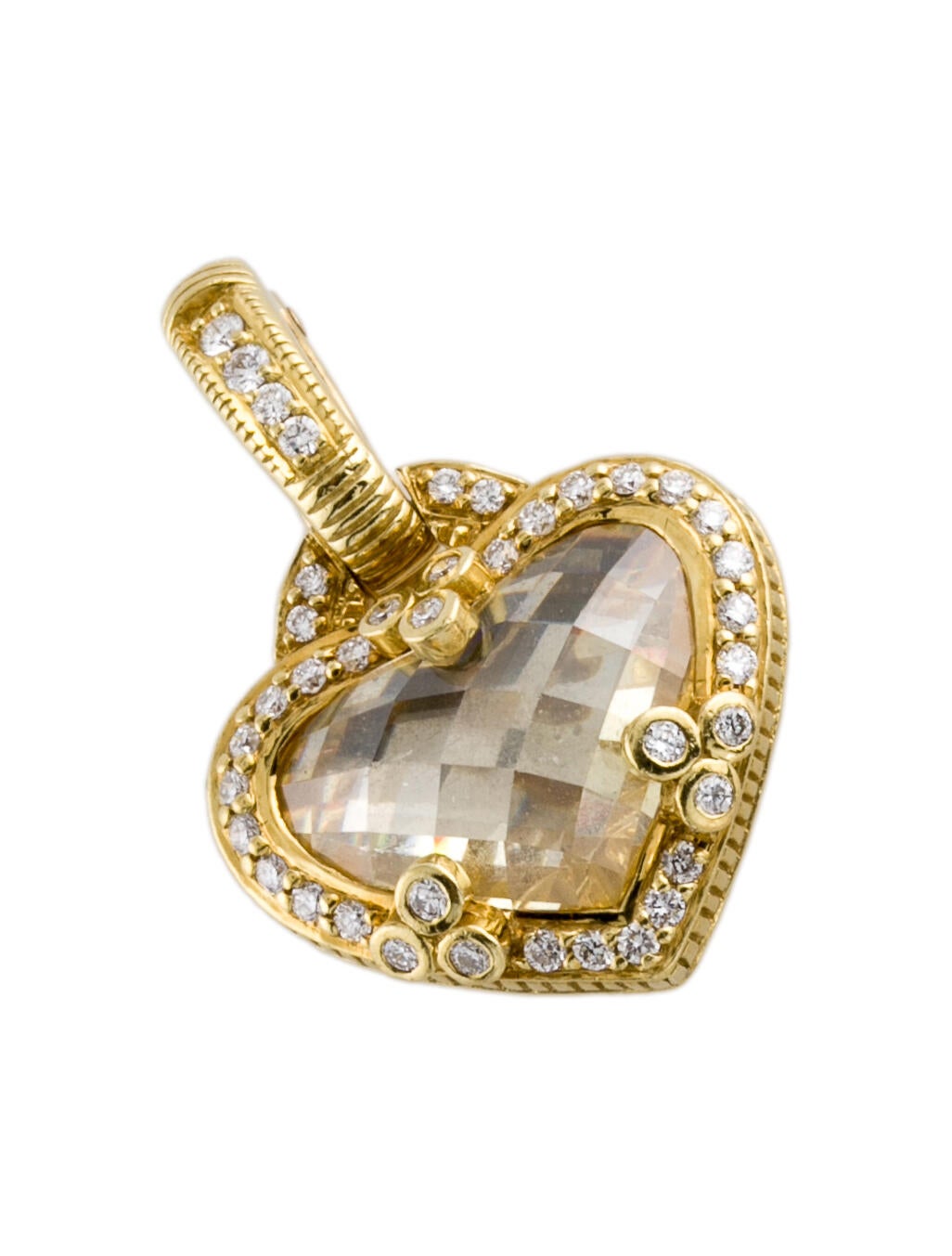 Judith Ripka 18K Canary Crystal Heart & Diamond Enhancer Pendant ...