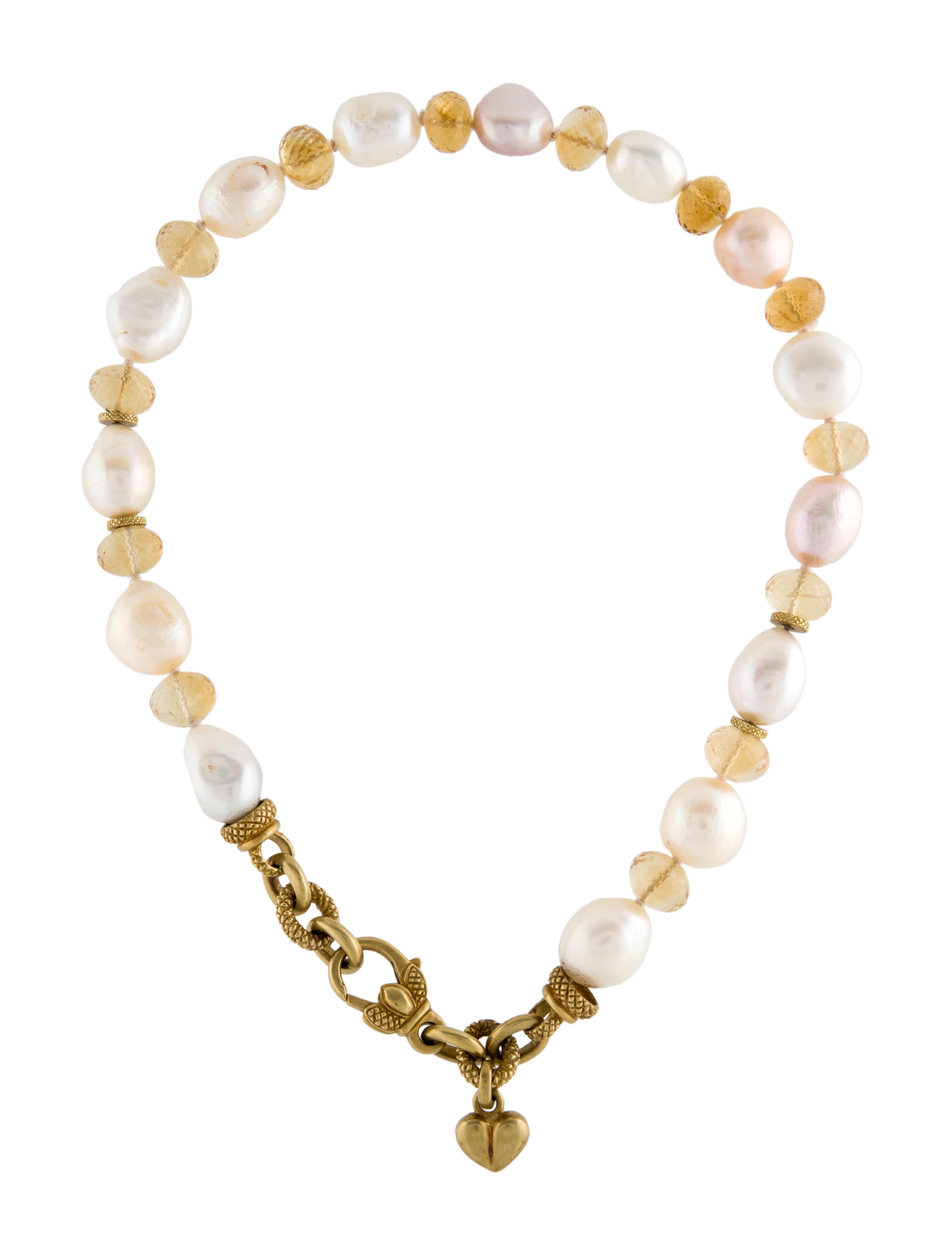 Judith Ripka 18K Pearl, Citrine & Diamond Bead Strand Necklace - 18K ...