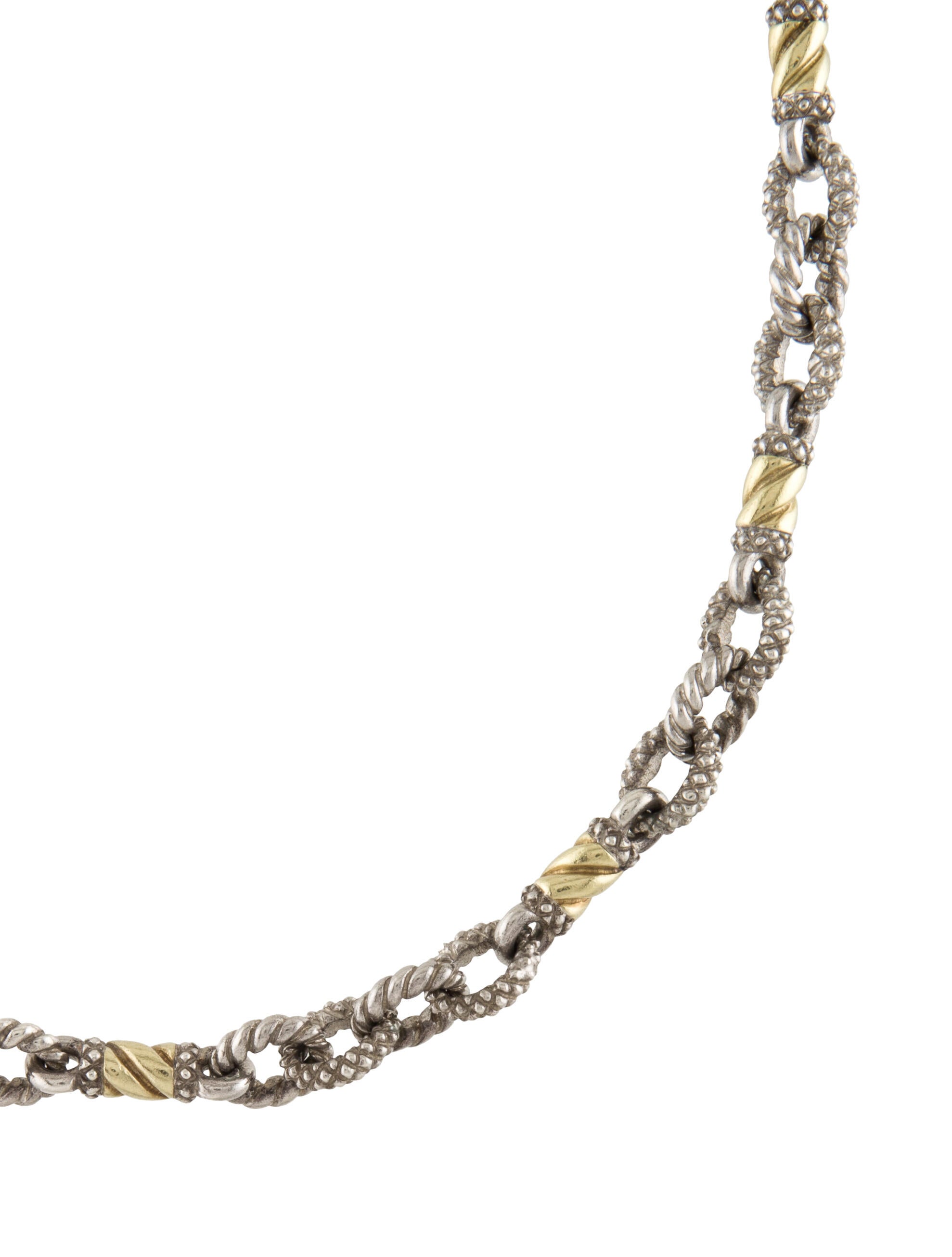 Judith Ripka Diamond Two Tone Oval Link Necklace - Chain, Necklaces ...