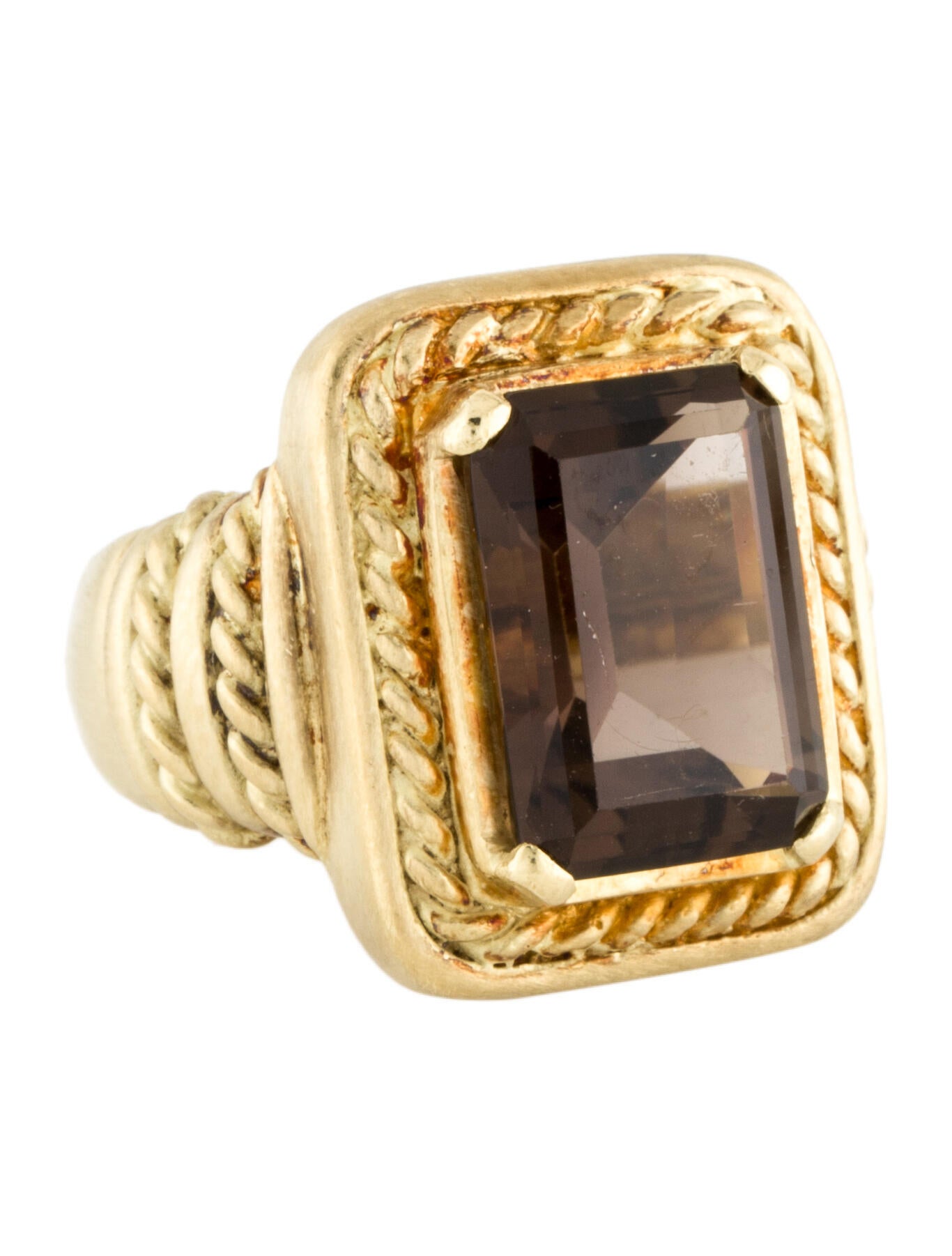 Judith Ripka 18K 6.96ct Smoky Quartz Cocktail Ring - 18K Yellow Gold ...