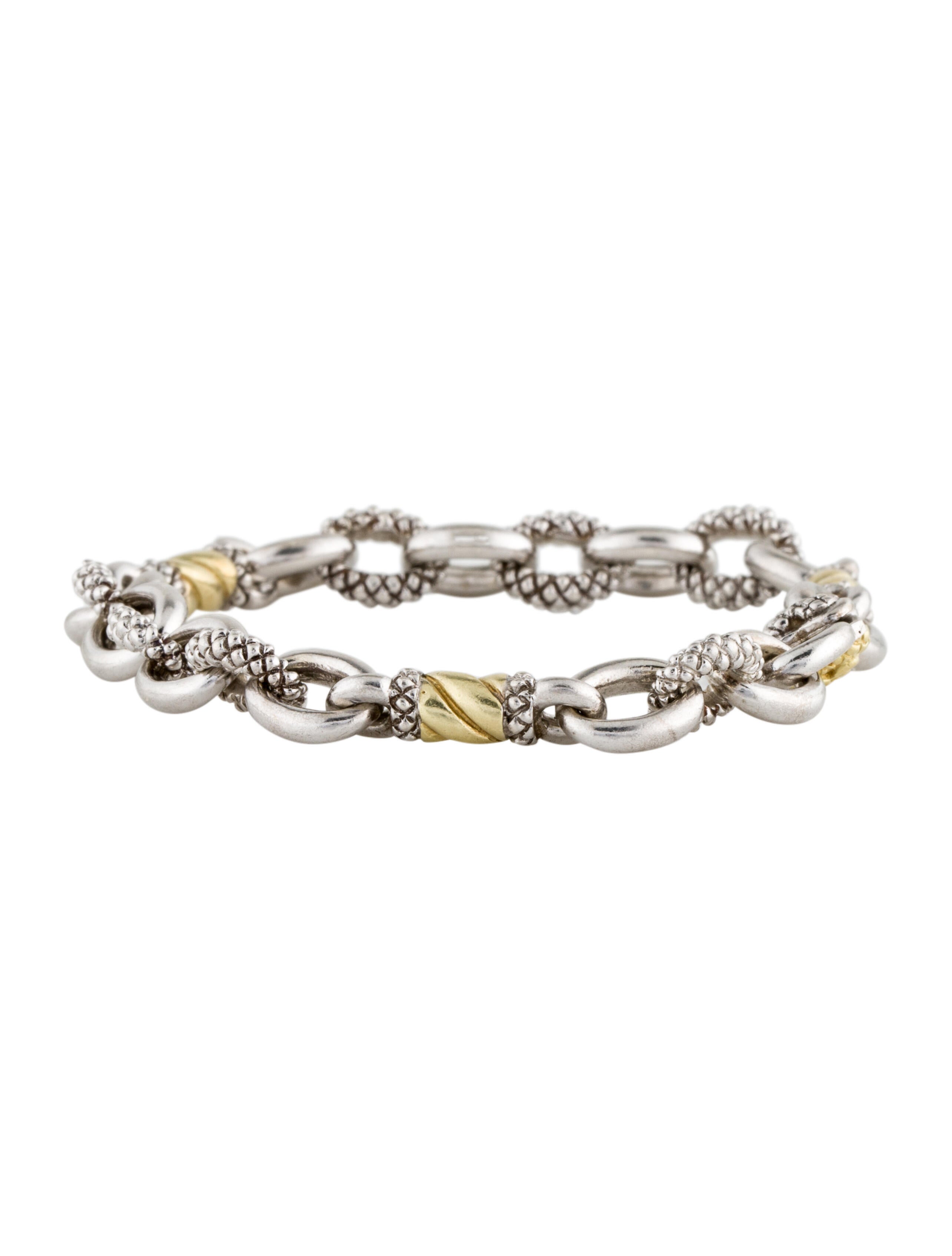 Judith Ripka Two-Tone Station Link Bracelet - 18K Yellow Gold Link ...